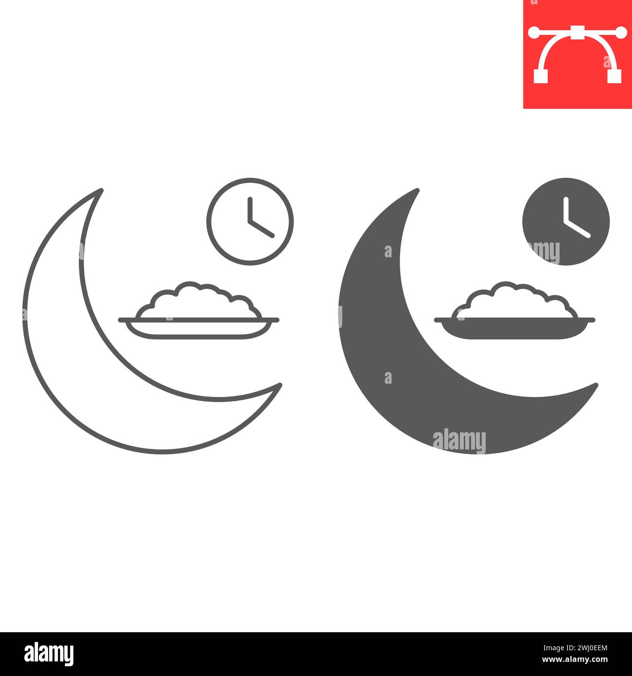 Iftar line and glyph icon, Ramadan and muslim, fasting vector icon ...