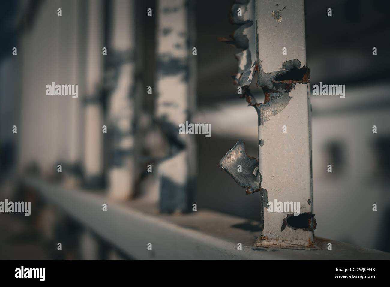 Close-up of bullet-riddled metal in Sderot, evidence of the Gaza war's ...