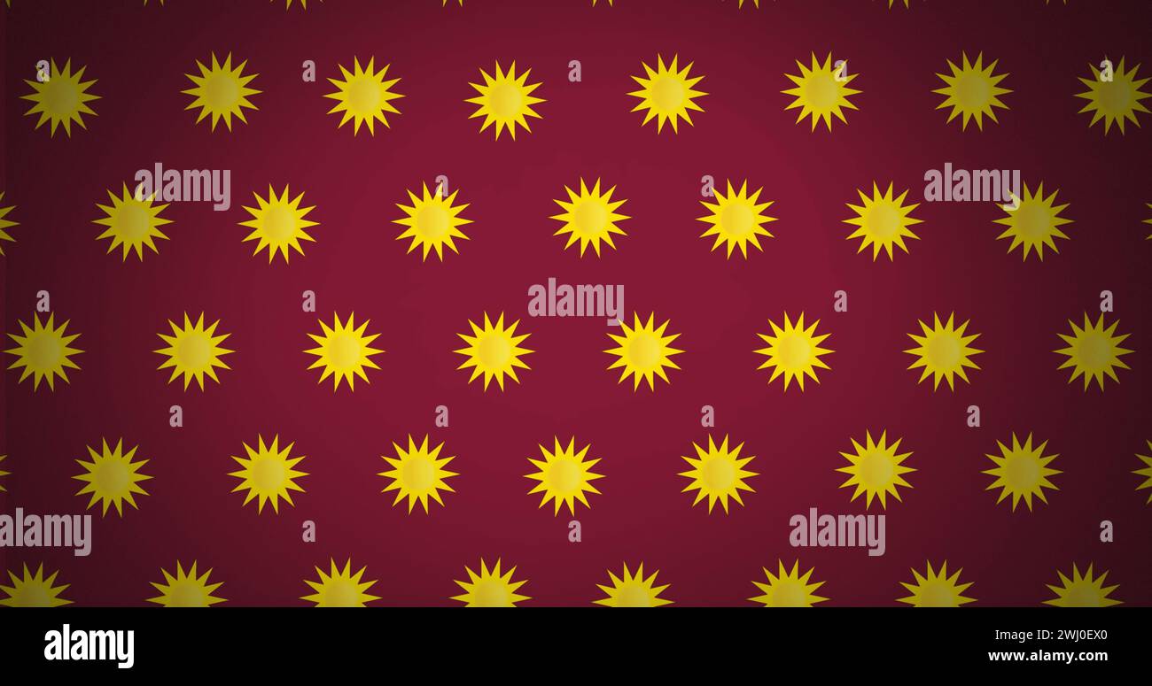 Image of multiple suns moving over red background Stock Photo - Alamy