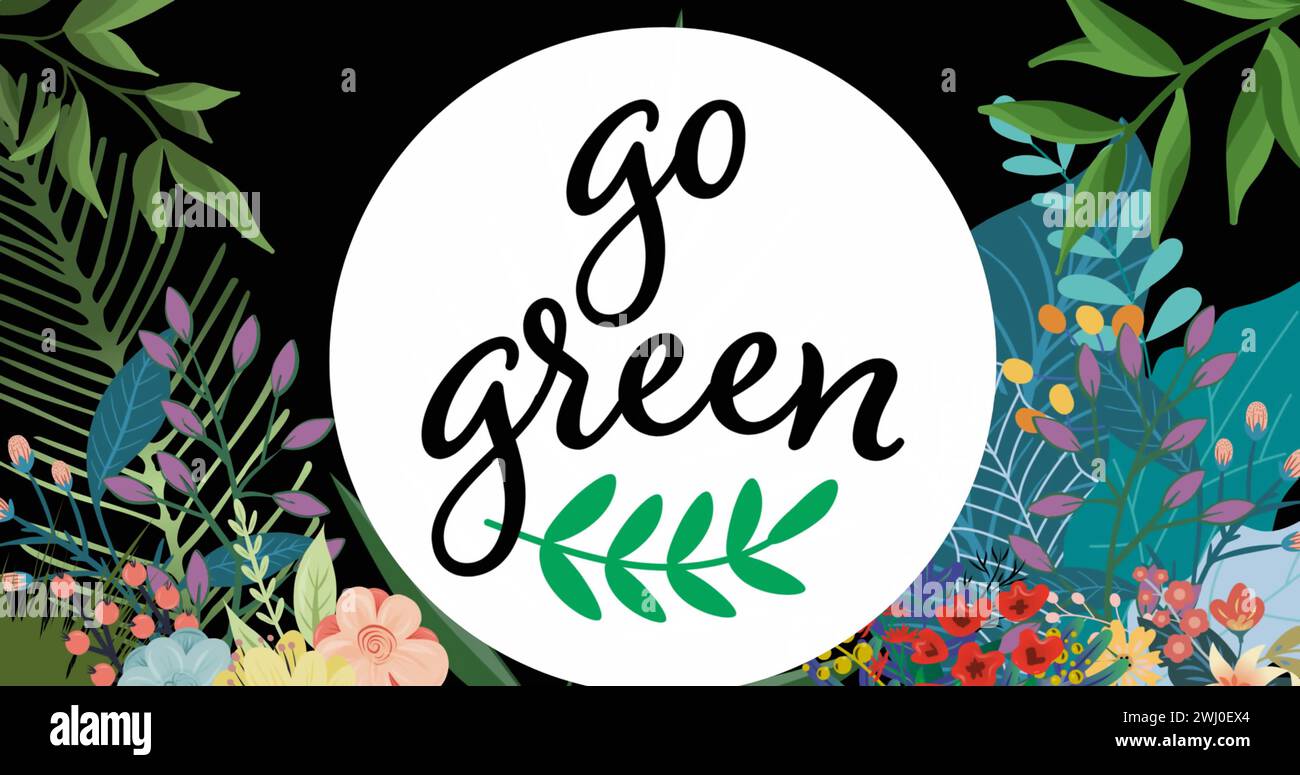 Image of go natural in circle over plants on black background Stock ...