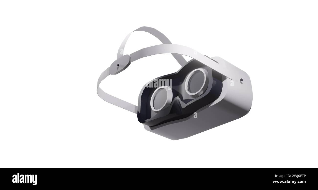 Image of vr headset spinning over white background Stock Photo - Alamy