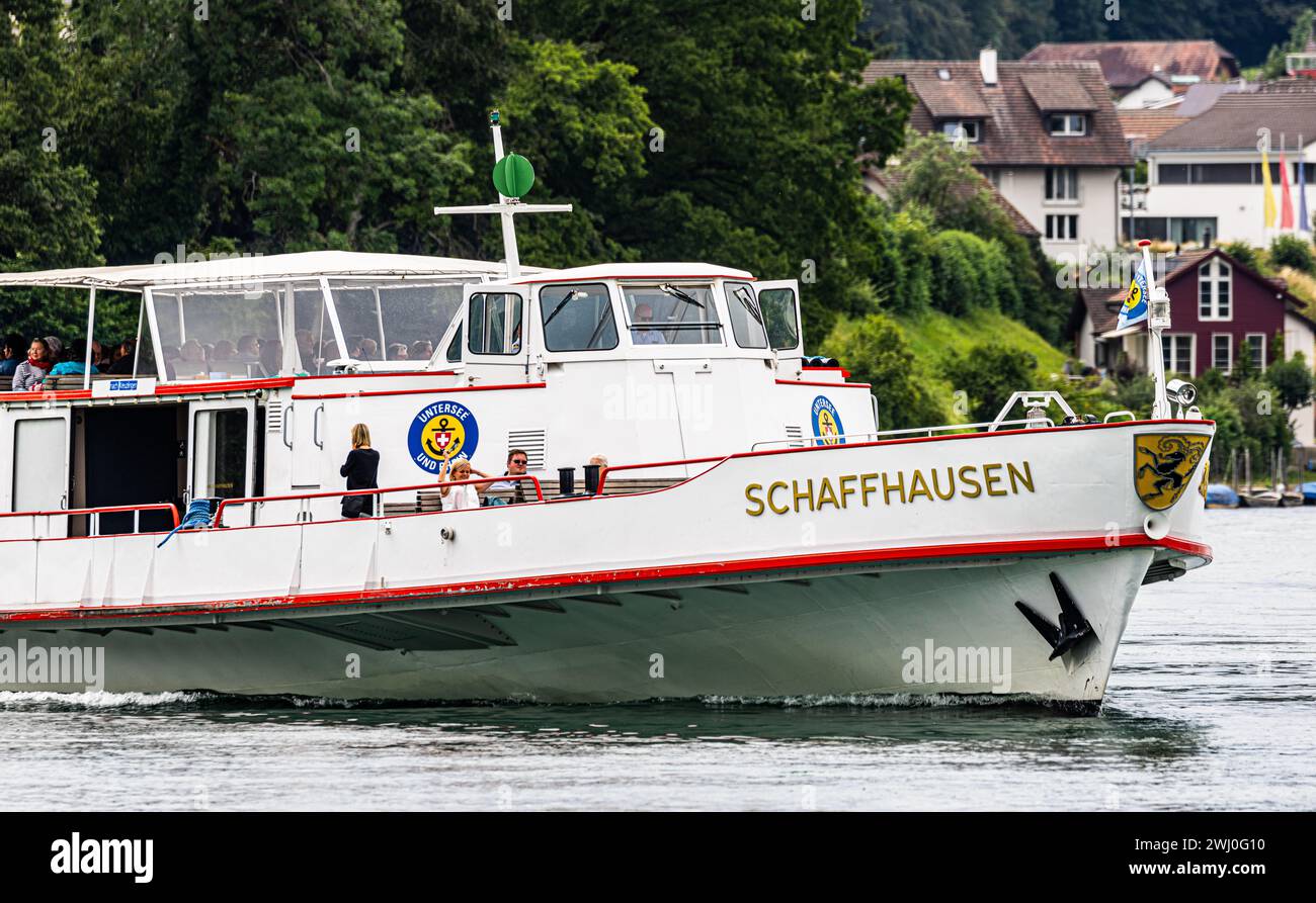 Der Bug der MS Schaffhausen der Schifffahrtsgesellschaft Untersee und ...