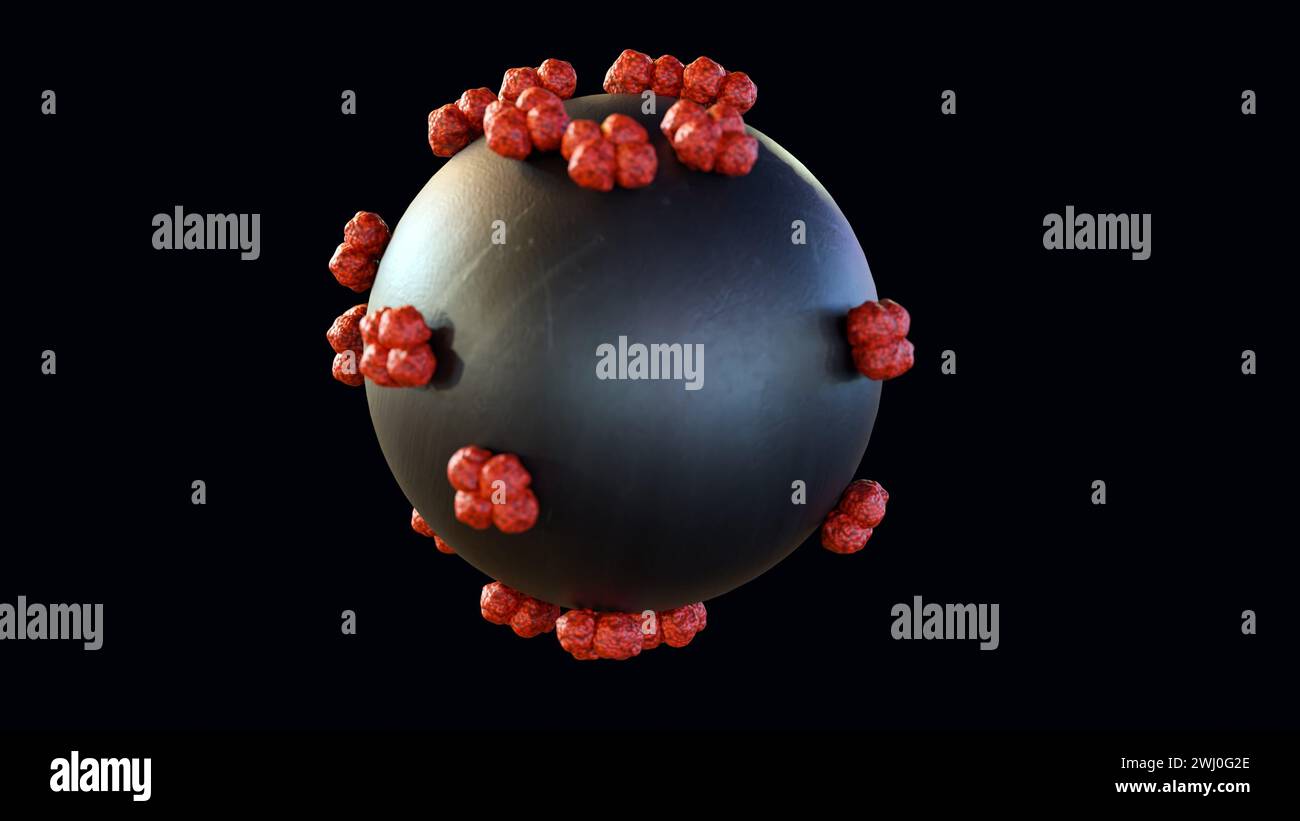 3d rendering of nanoparticles conjugated haemogoblin molecules Stock ...