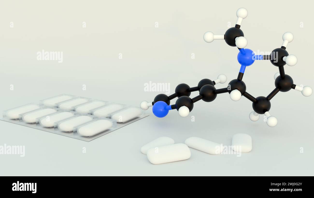3d rendering of nicotine gum and nicotine molecules Stock Photo - Alamy