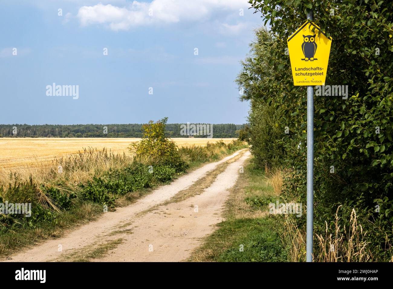 Landscape conservation area Rostock district sign Stock Photo - Alamy
