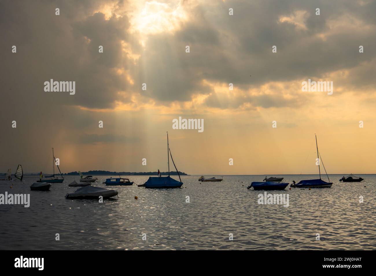 Atmospheric sunset by the sea Baltic coast Salzhaff Stock Photo - Alamy