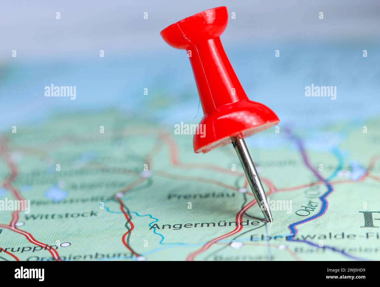 Angermunde, Germany pin on map Stock Photo - Alamy