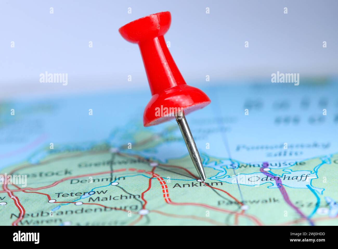 Anklam, Germany pin on map Stock Photo - Alamy