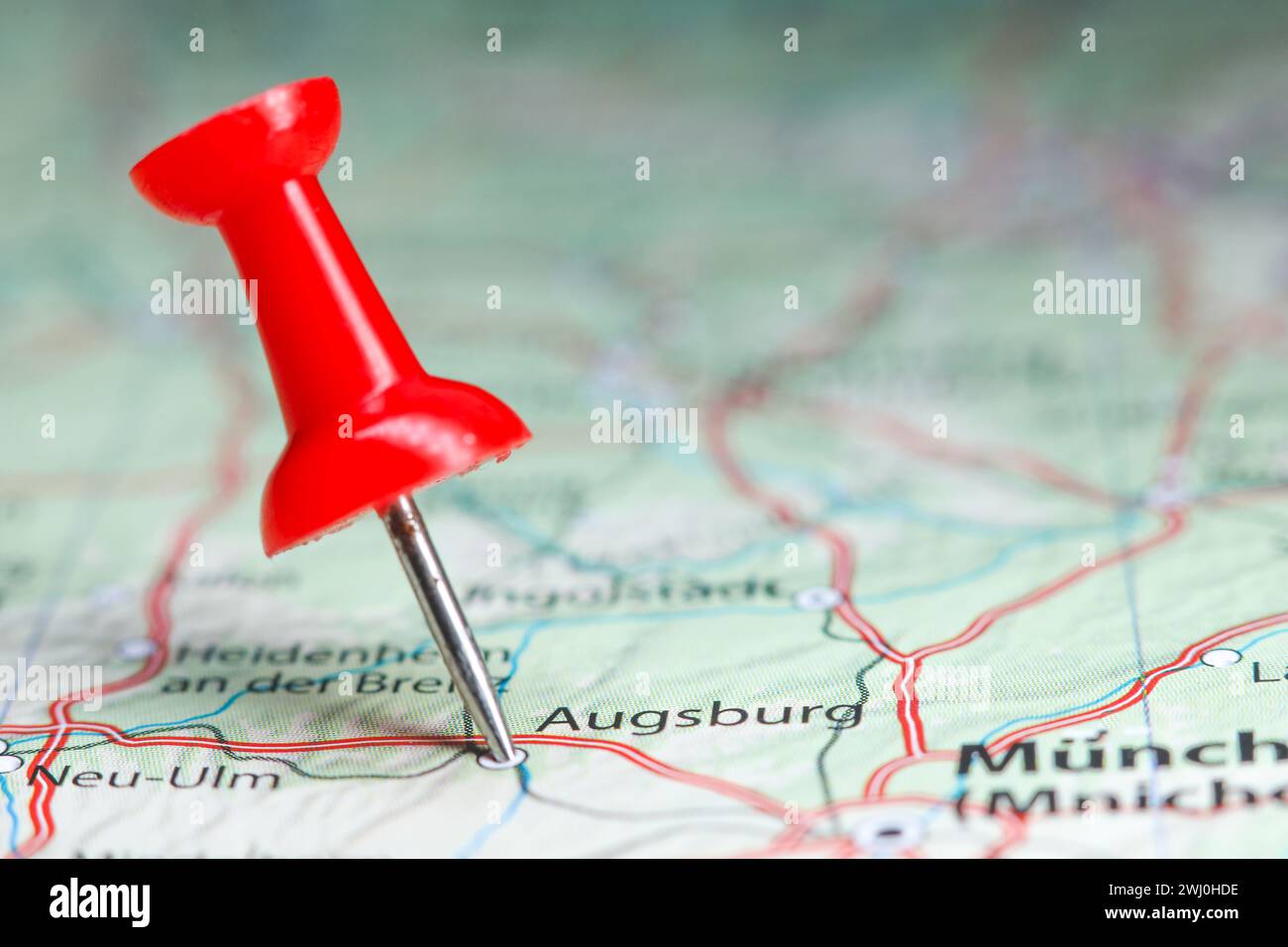 Augsburg pin on map of Germany Stock Photo - Alamy