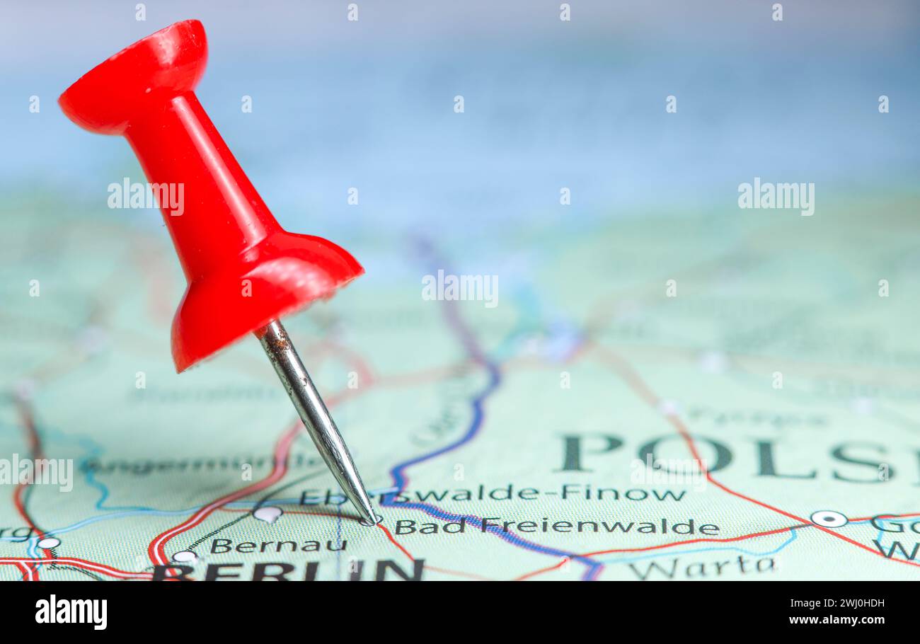Bad Freienwalde, Germany pin on map Stock Photo - Alamy