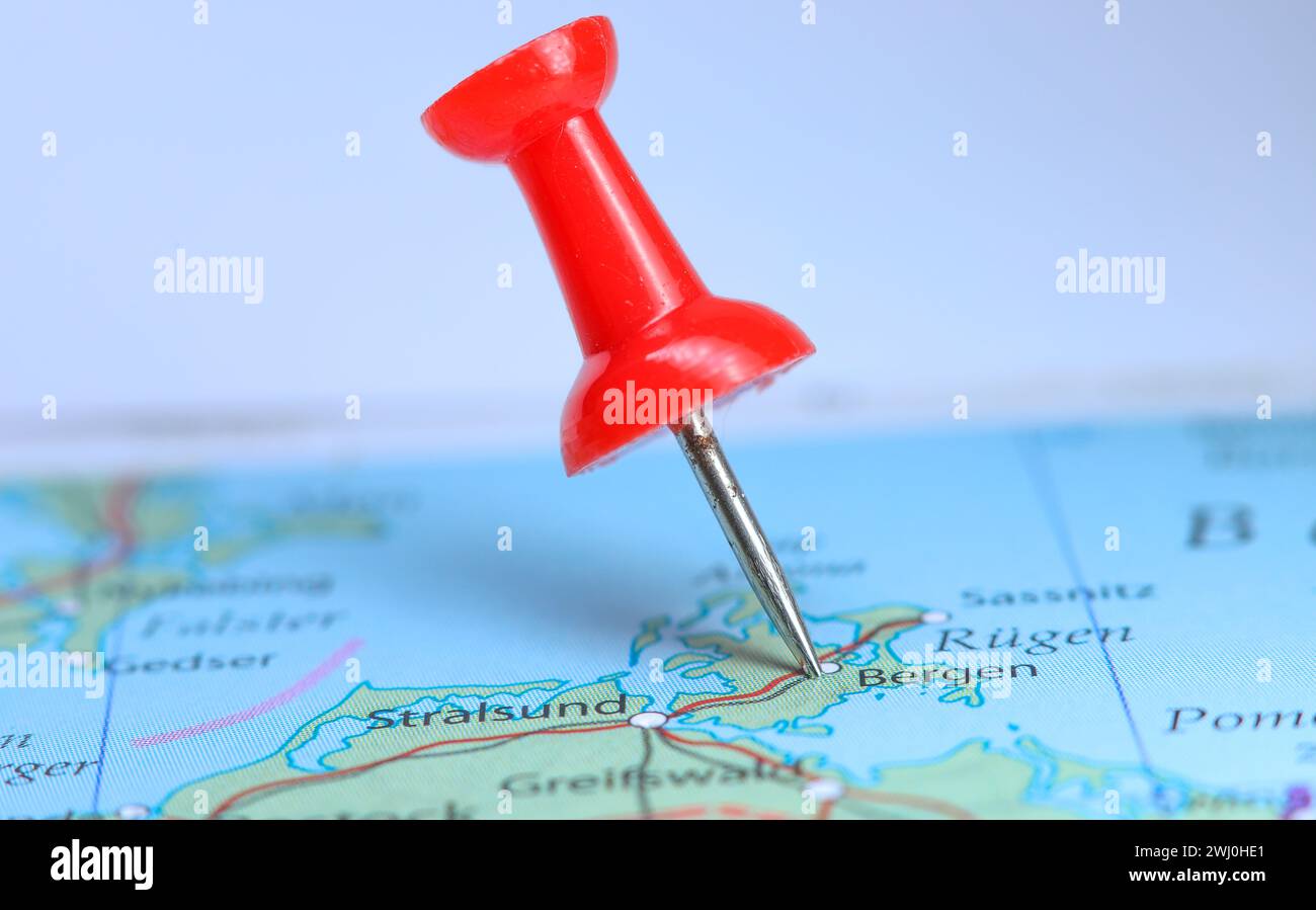 Bergen, Germany pin on map Stock Photo - Alamy