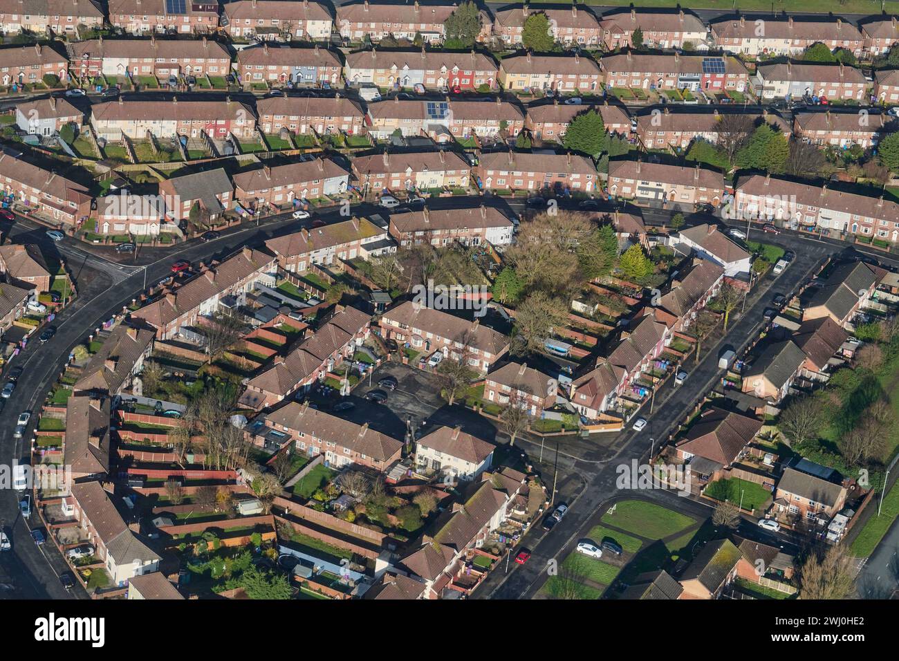 An aerial view of Norris Green Estate, Liverpool, north west England ...