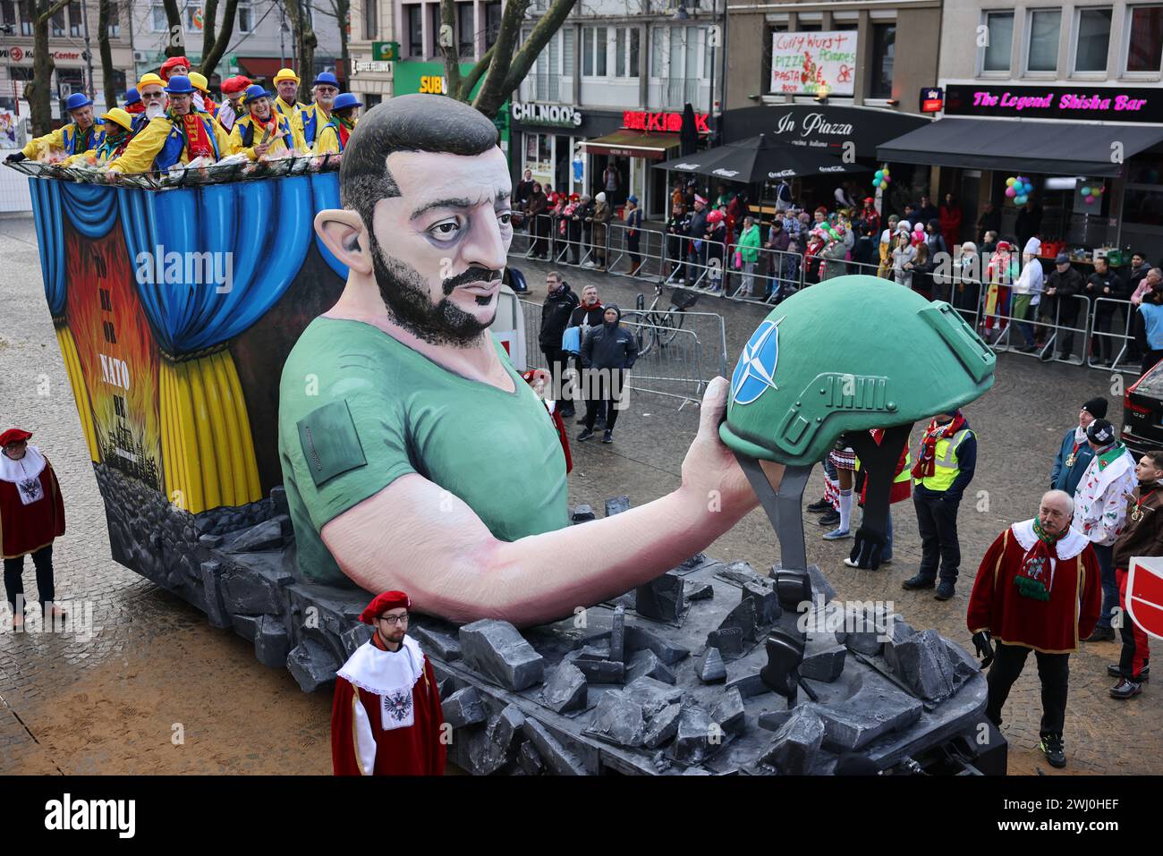 Cologne, Germany. 12th Feb, 2024. A Selenskyj motif float, To be or ...