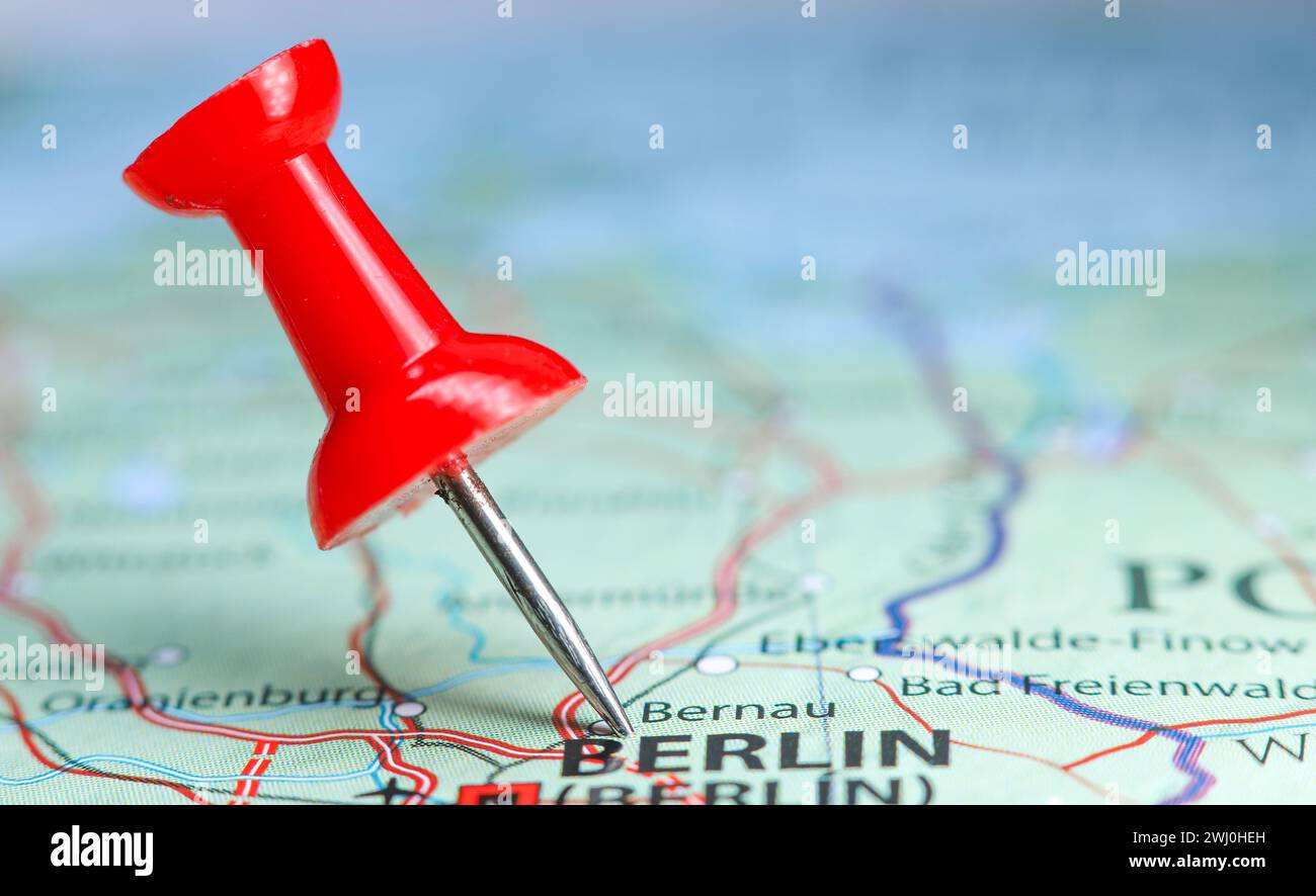 Bernau, Germany pin on map Stock Photo - Alamy