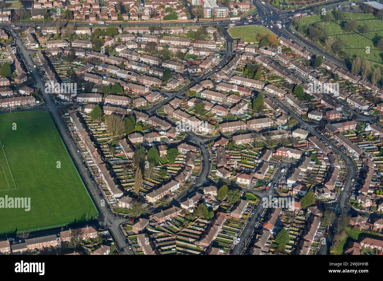 An aerial view of Norris Green Estate, Liverpool, north west England ...