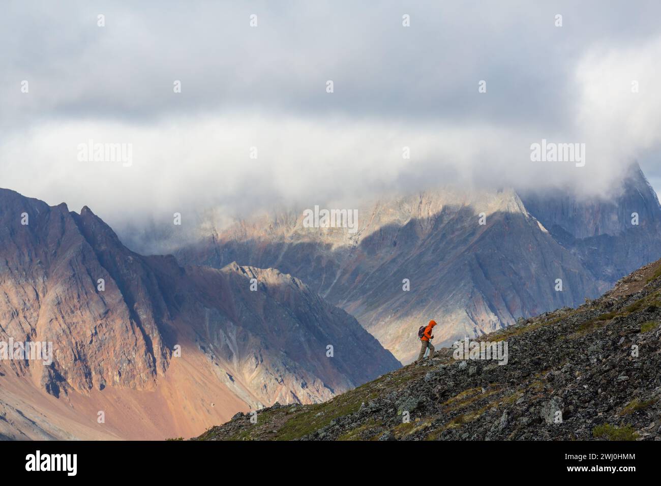 Hike in tundra Stock Photo - Alamy