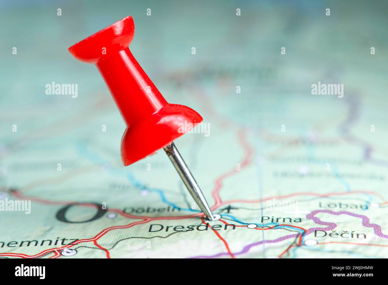 Dresden, Germany pin on map Stock Photo - Alamy