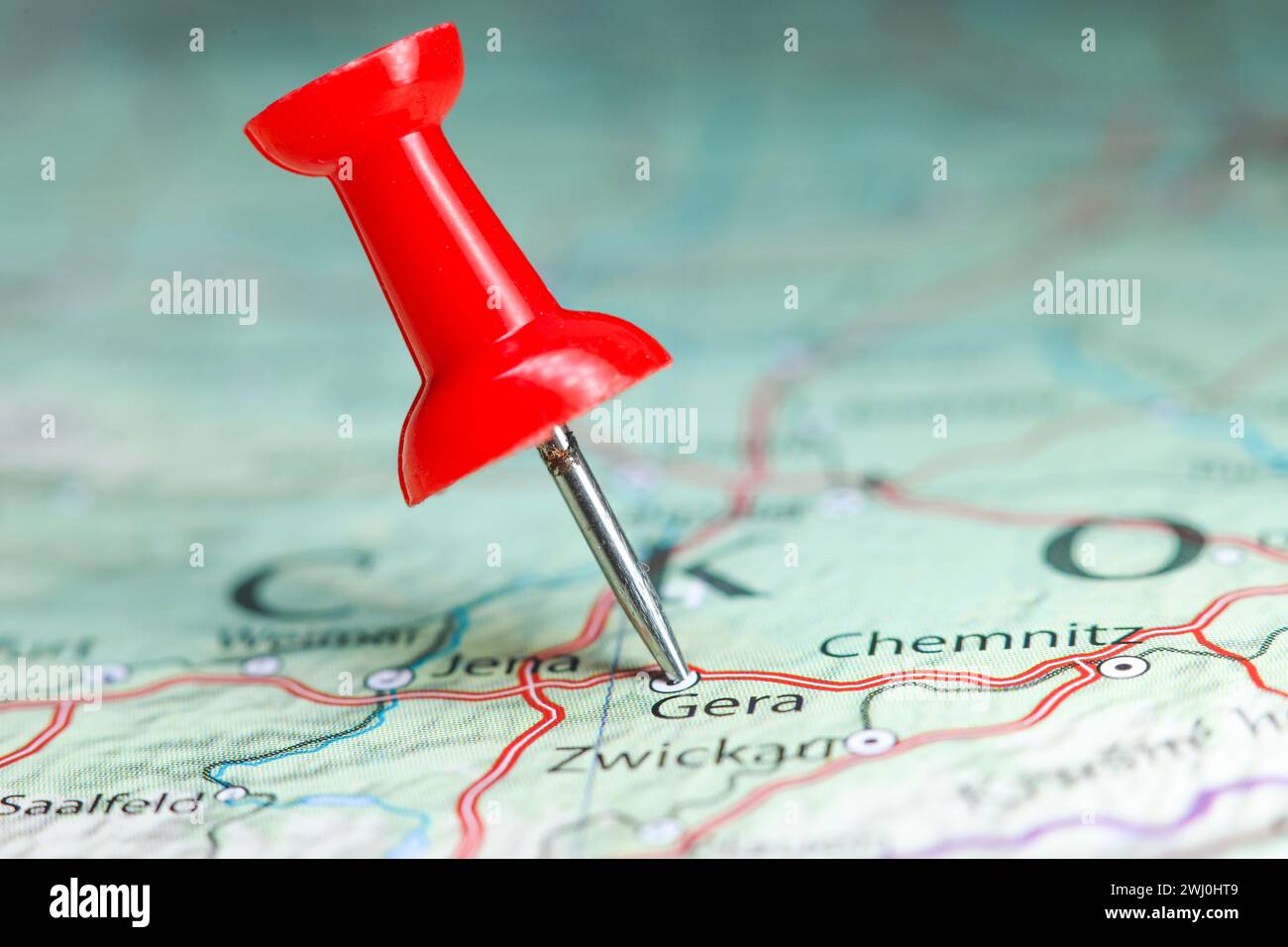 Gera pin on map of Germany Stock Photo - Alamy