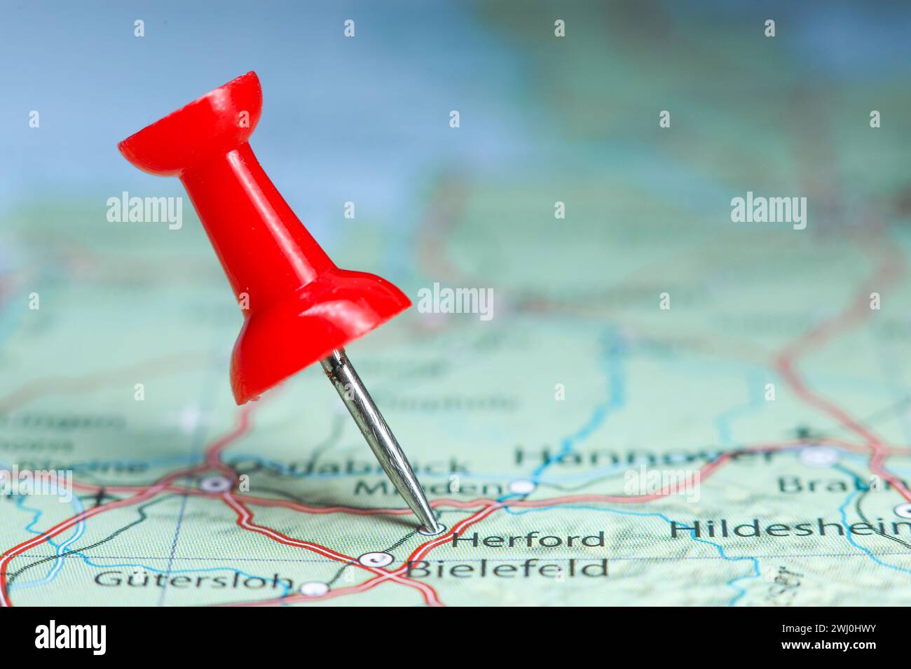 Herford, Germany pin on map Stock Photo - Alamy