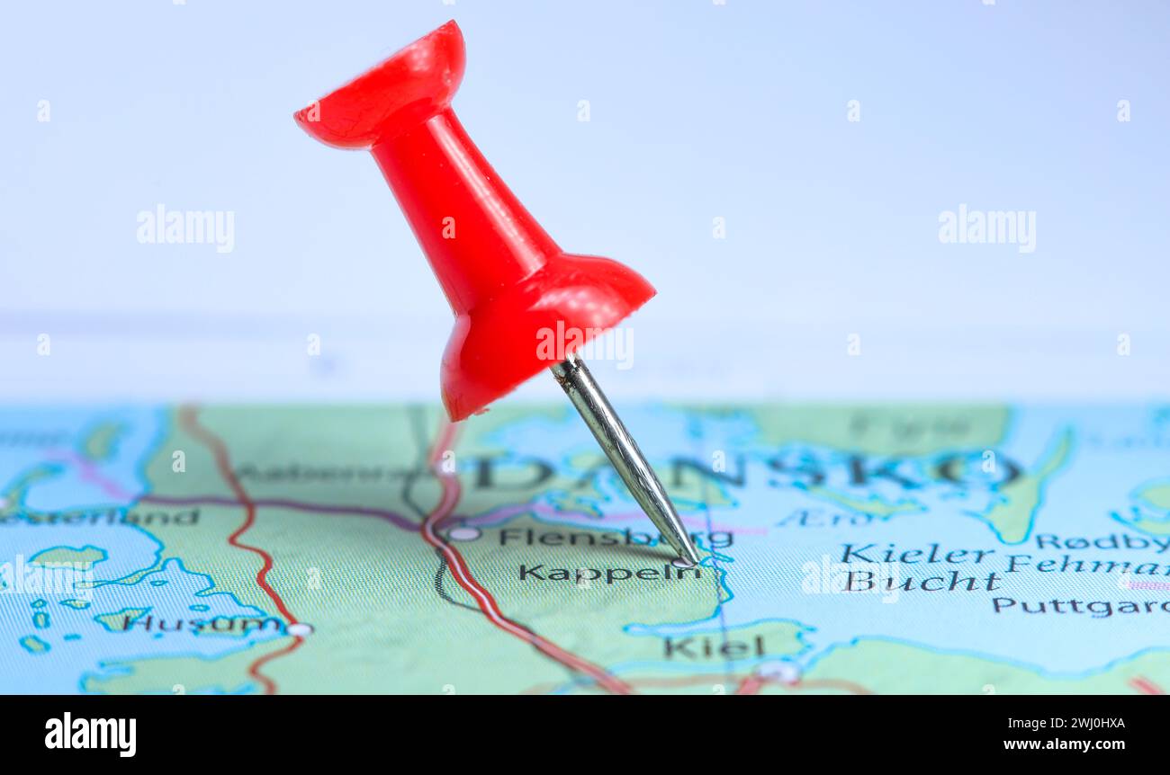 Kappeln, Germany pin on map Stock Photo - Alamy