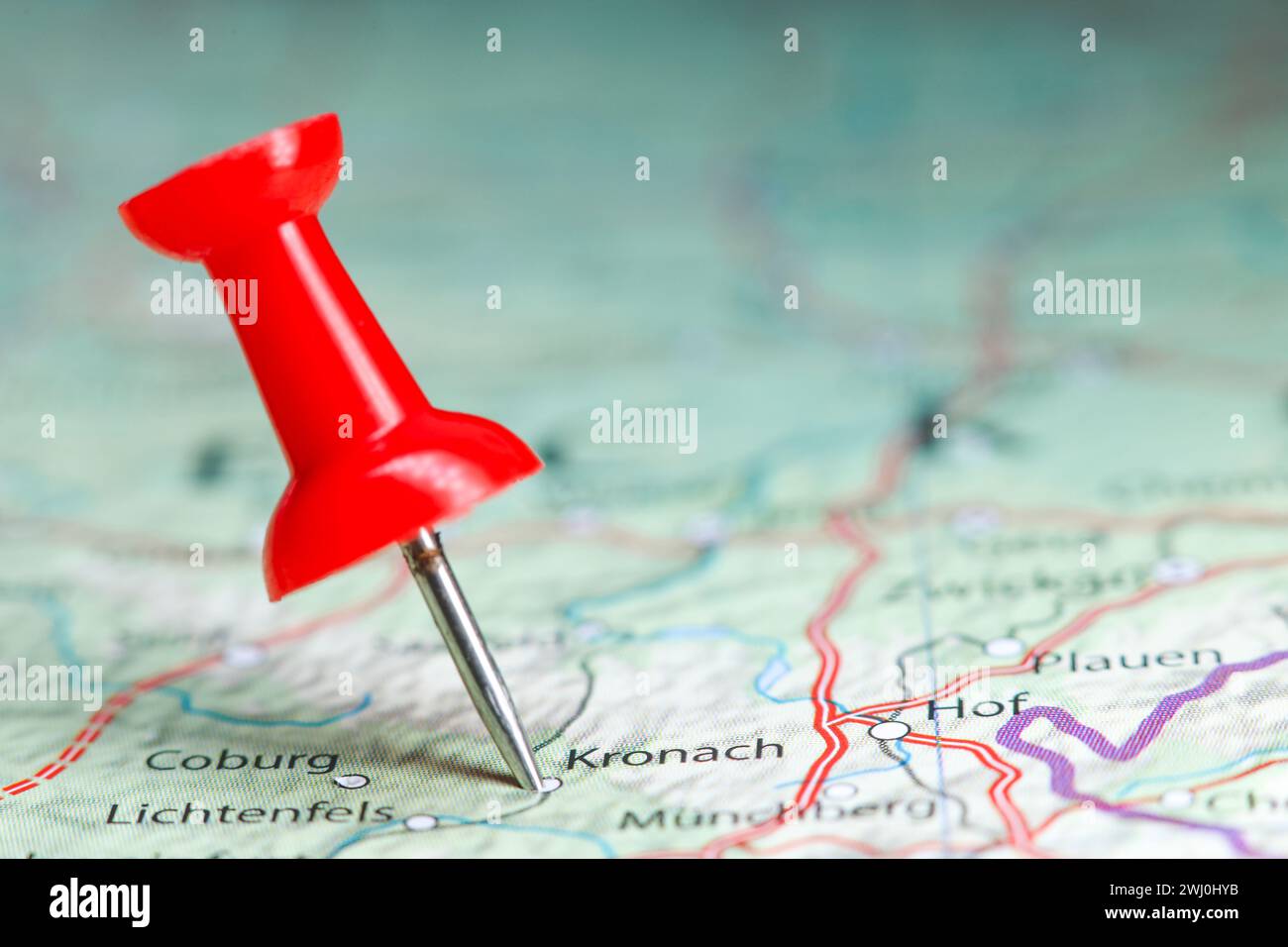 Kronach pin on map of Germany Stock Photo - Alamy