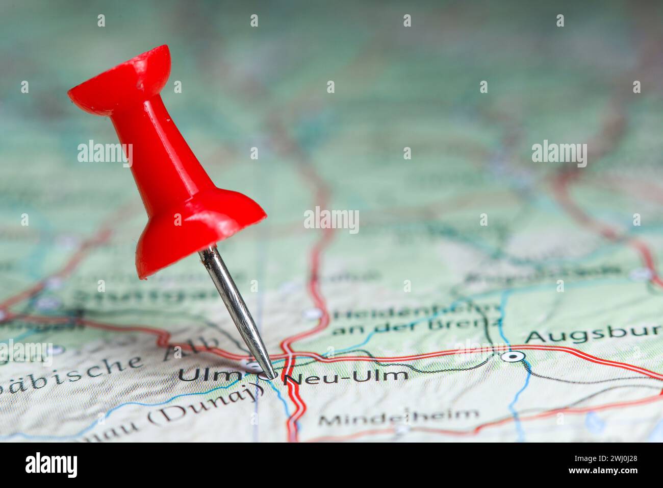 Neu Ulm pin on map of Germany Stock Photo - Alamy