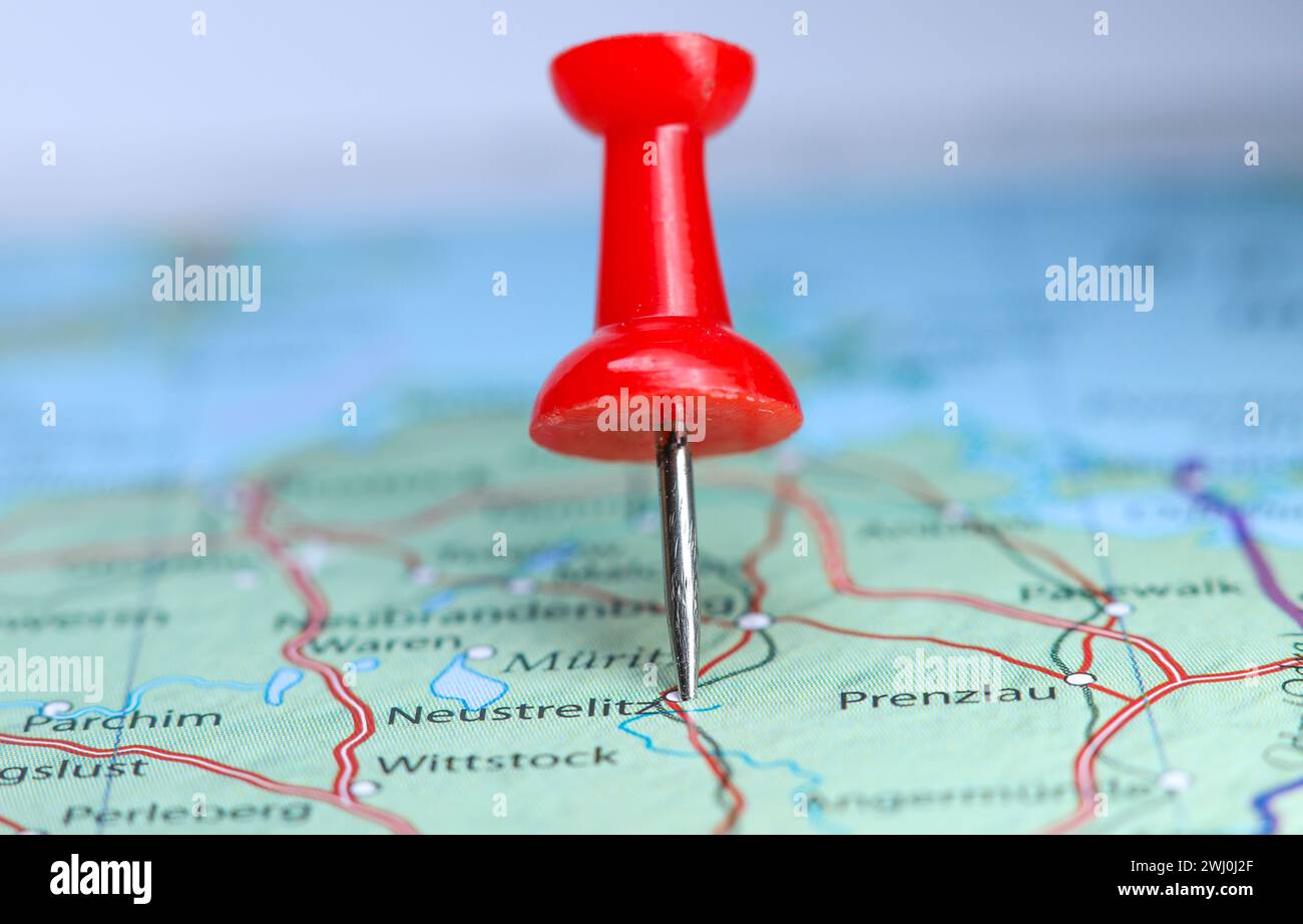 Neustrelitz, Germany pin on map Stock Photo - Alamy