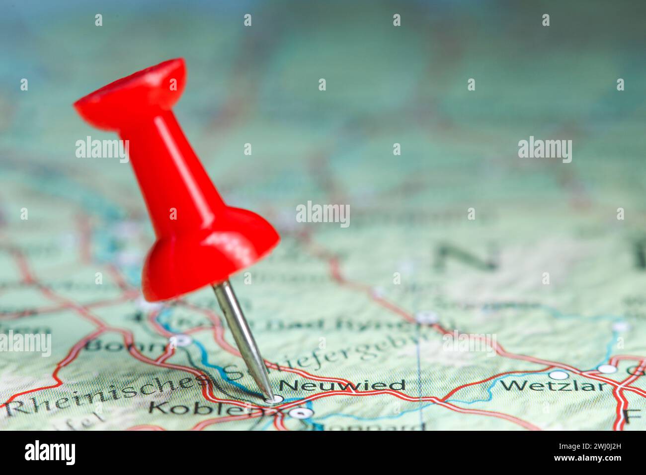 Neuwied pin on map of Germany Stock Photo - Alamy
