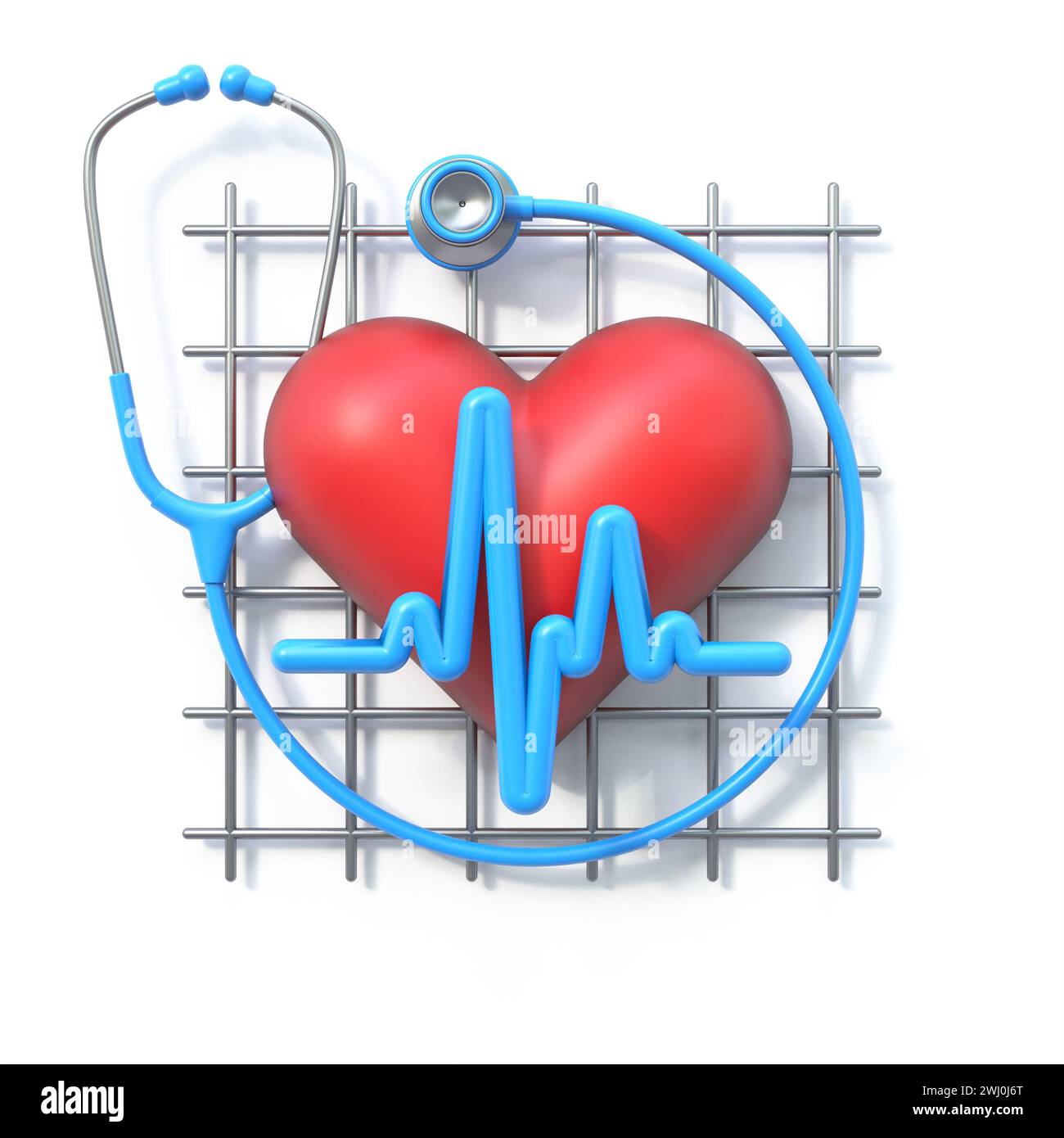 Cardiogram line with stethoscope and red heart 3D Stock Photo - Alamy