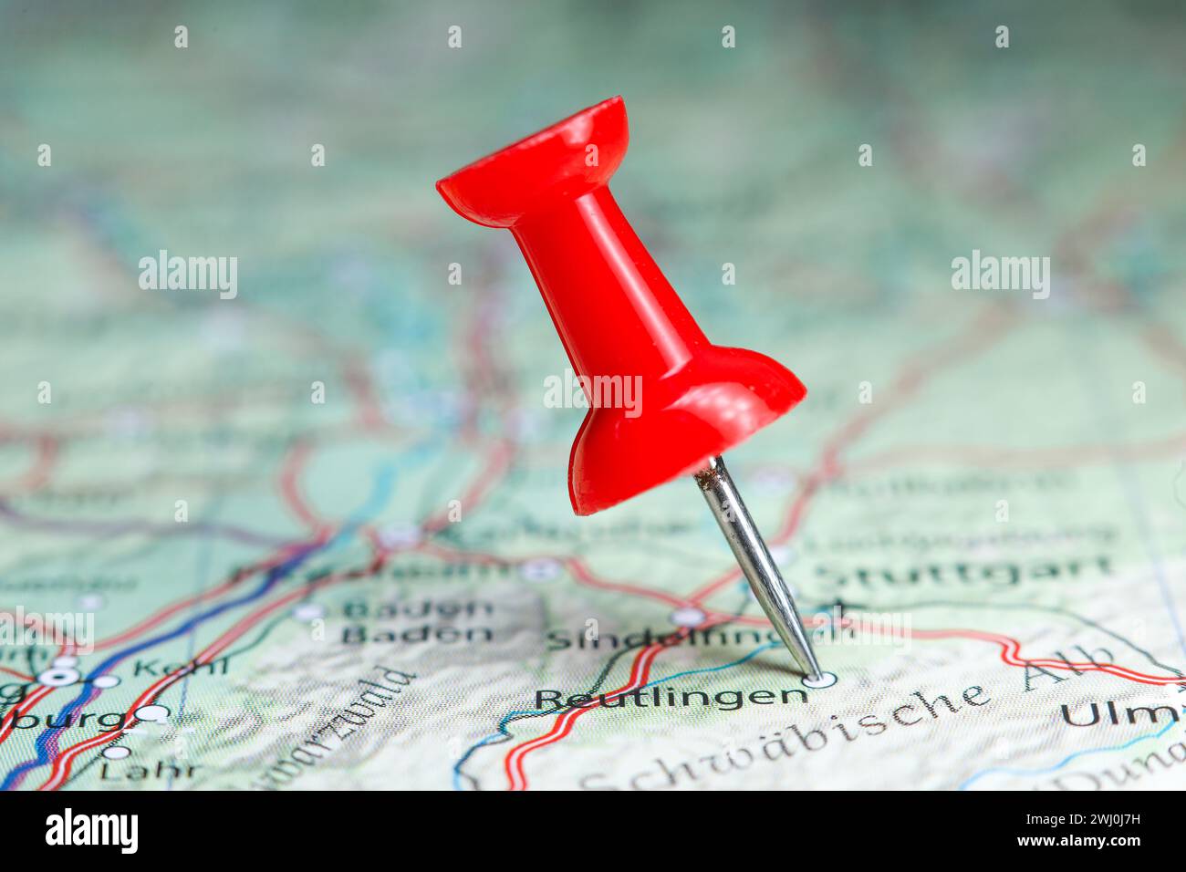 Reutlingen pin on map of Germany Stock Photo - Alamy