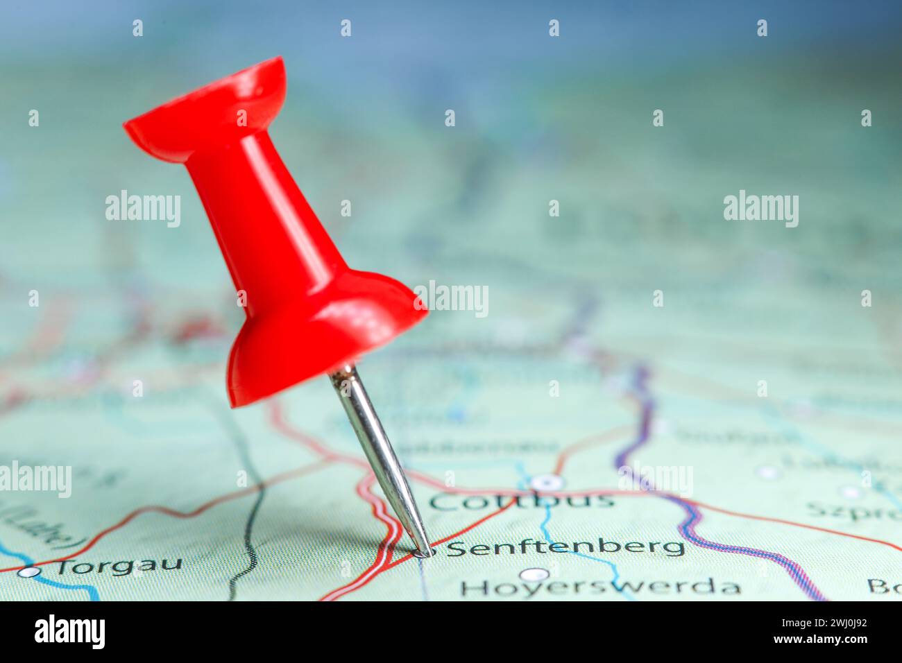 Senftenberg, Germany pin on map Stock Photo - Alamy