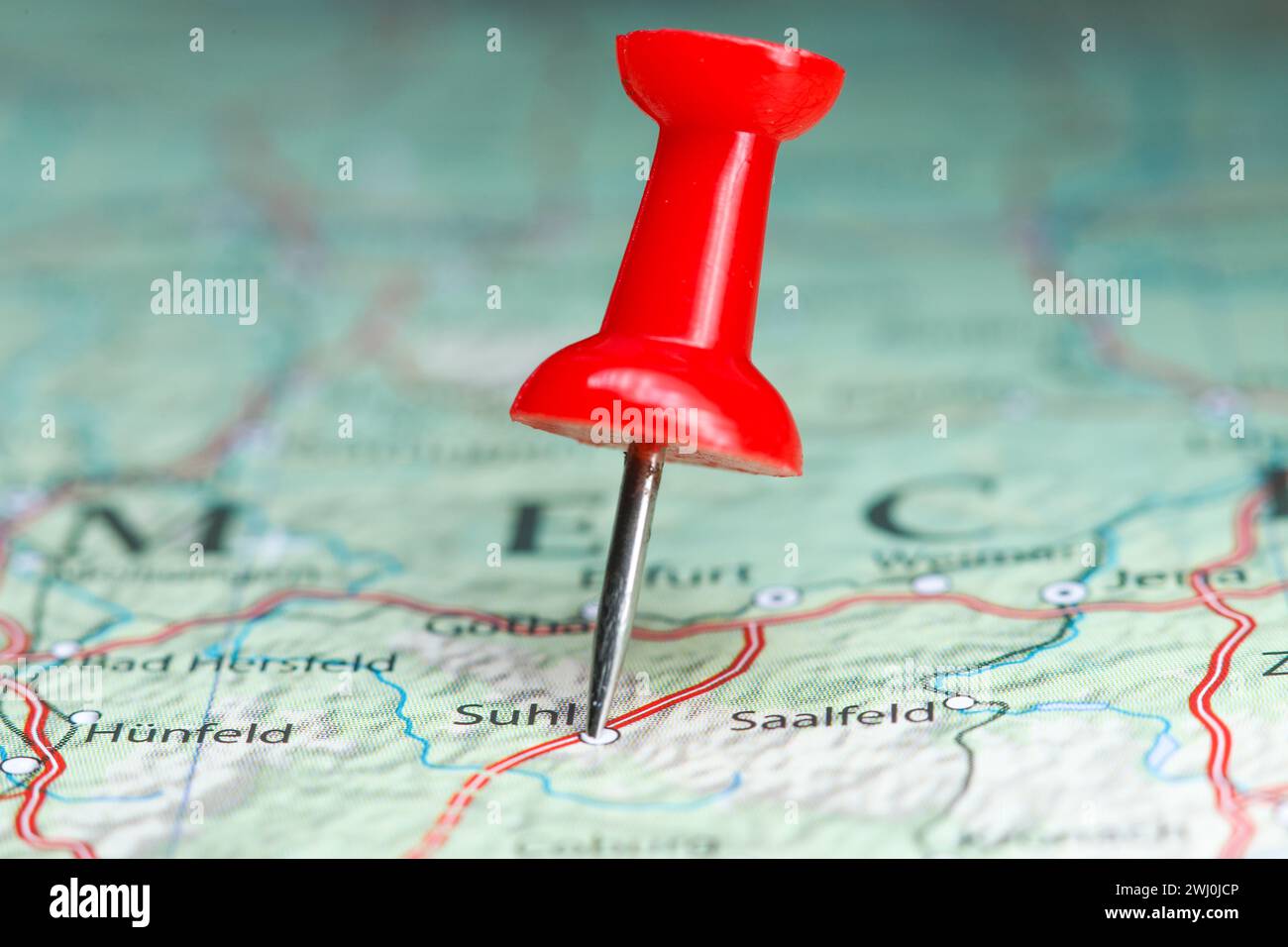 Suhl pin on map of Germany Stock Photo - Alamy