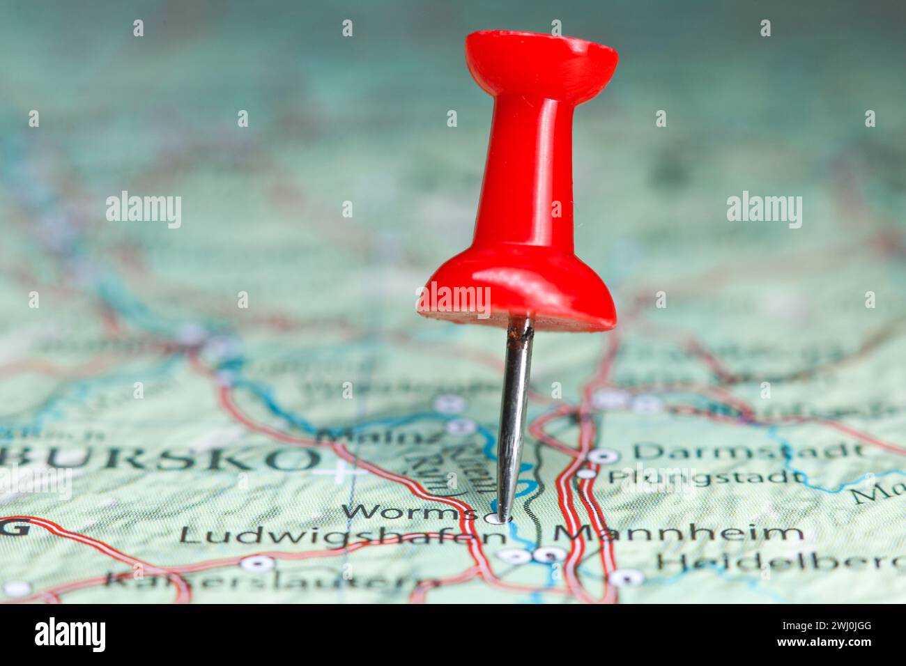Worms pin on map of Germany Stock Photo - Alamy