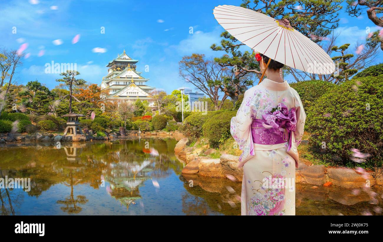 Osaka, Japan - April 4 2023: Osaka Castle dates back to 1583, it's one ...