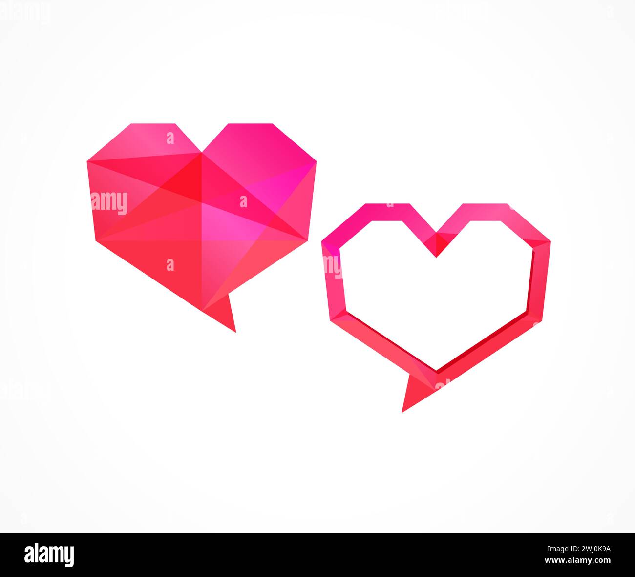 Set of creative heart icons. Talking signs. Stained glass style. Sale ...