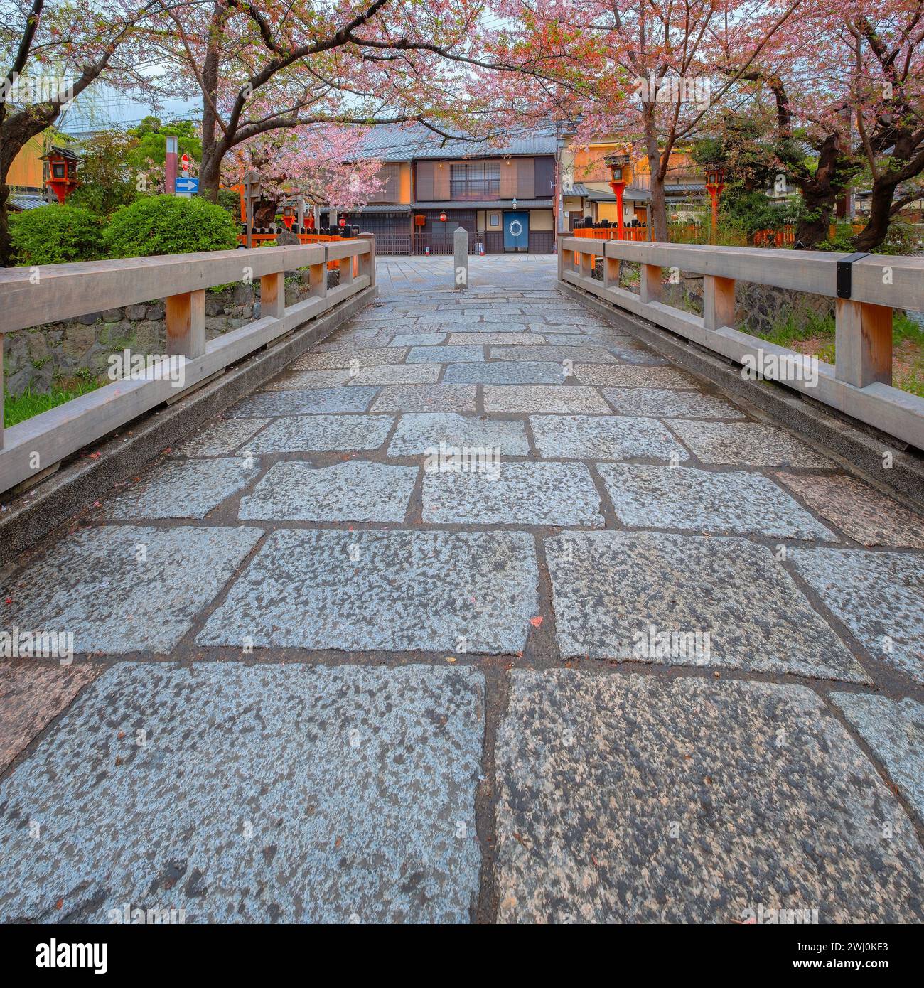 Kyoto, Japan - April 6 2023: Tatsumi bashi bridge is the iconic place ...