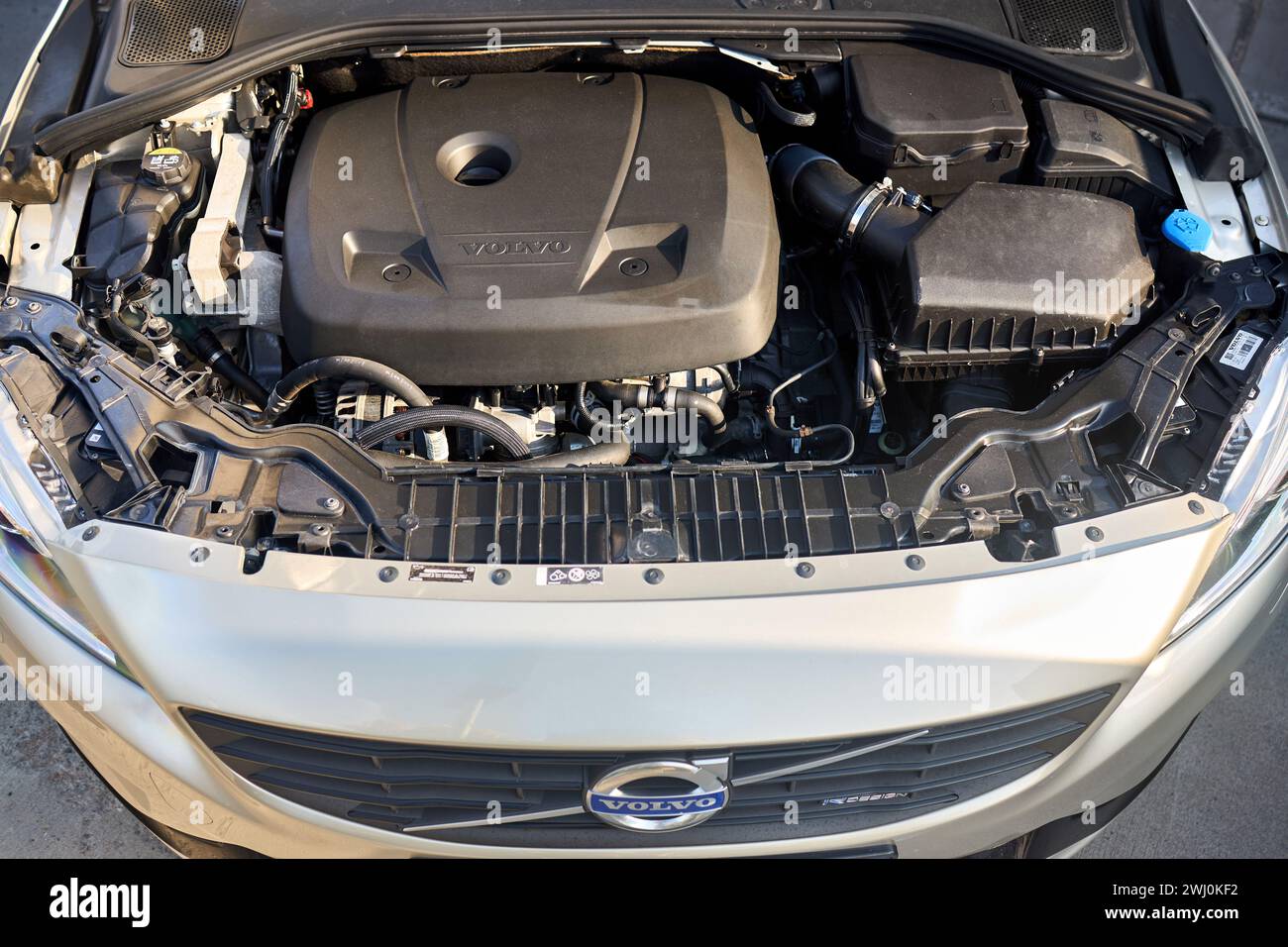 Berlin, Germany - August 20, 2022: engine cover in engine bay of 3rd ...