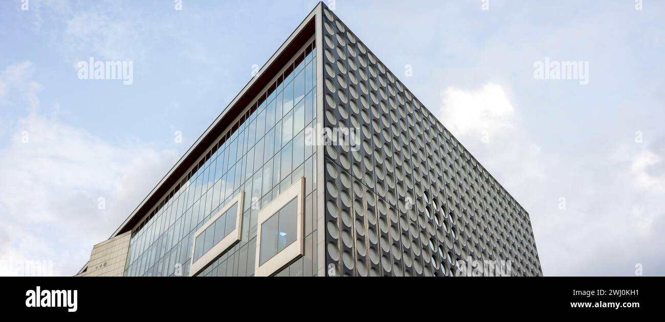 Closeup detail of the top of music entertainment venue Vredenburg and ...