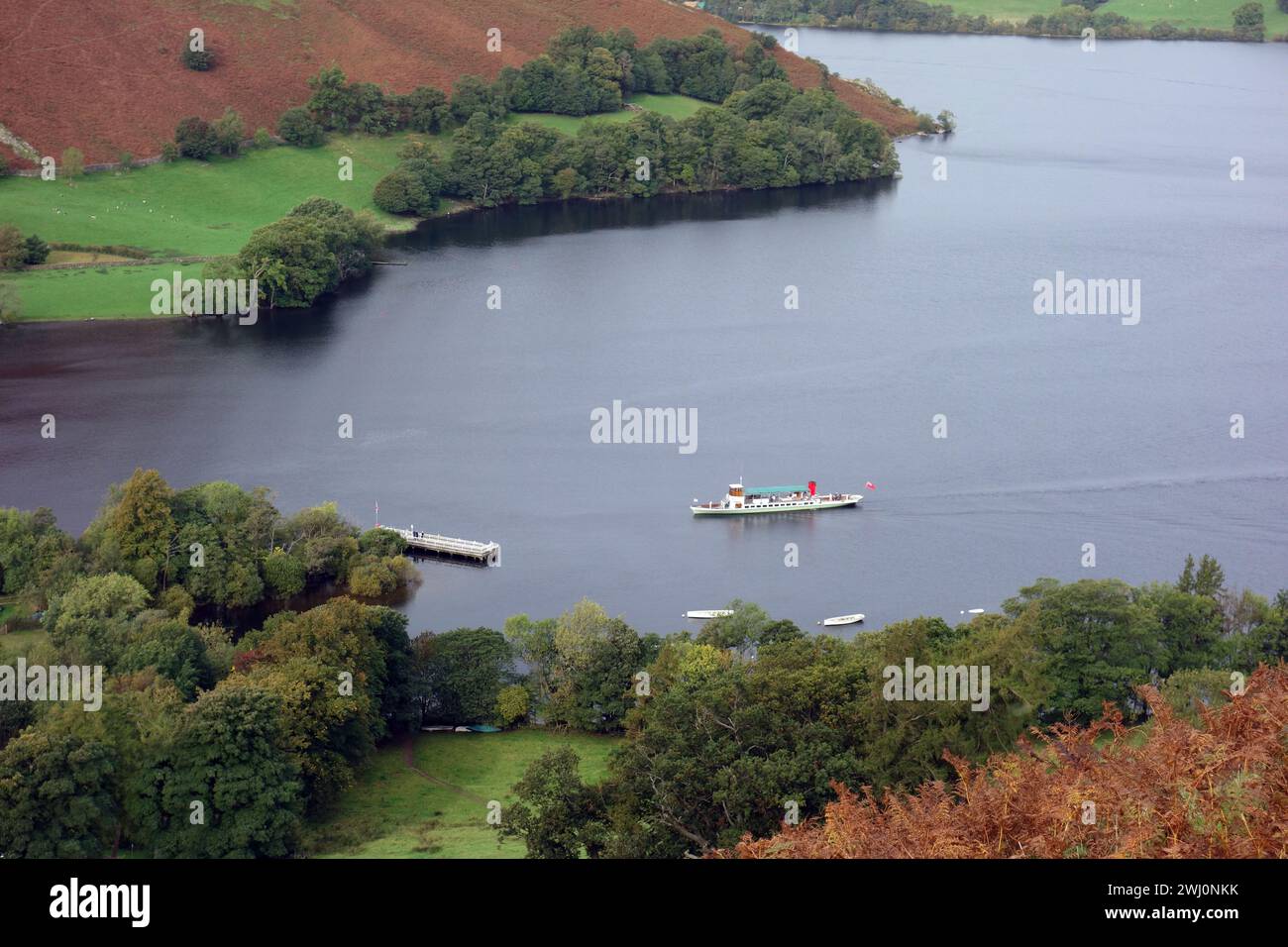 Ullswater Ferry Steamer Arriving at Howtown Pier in the Lake District ...