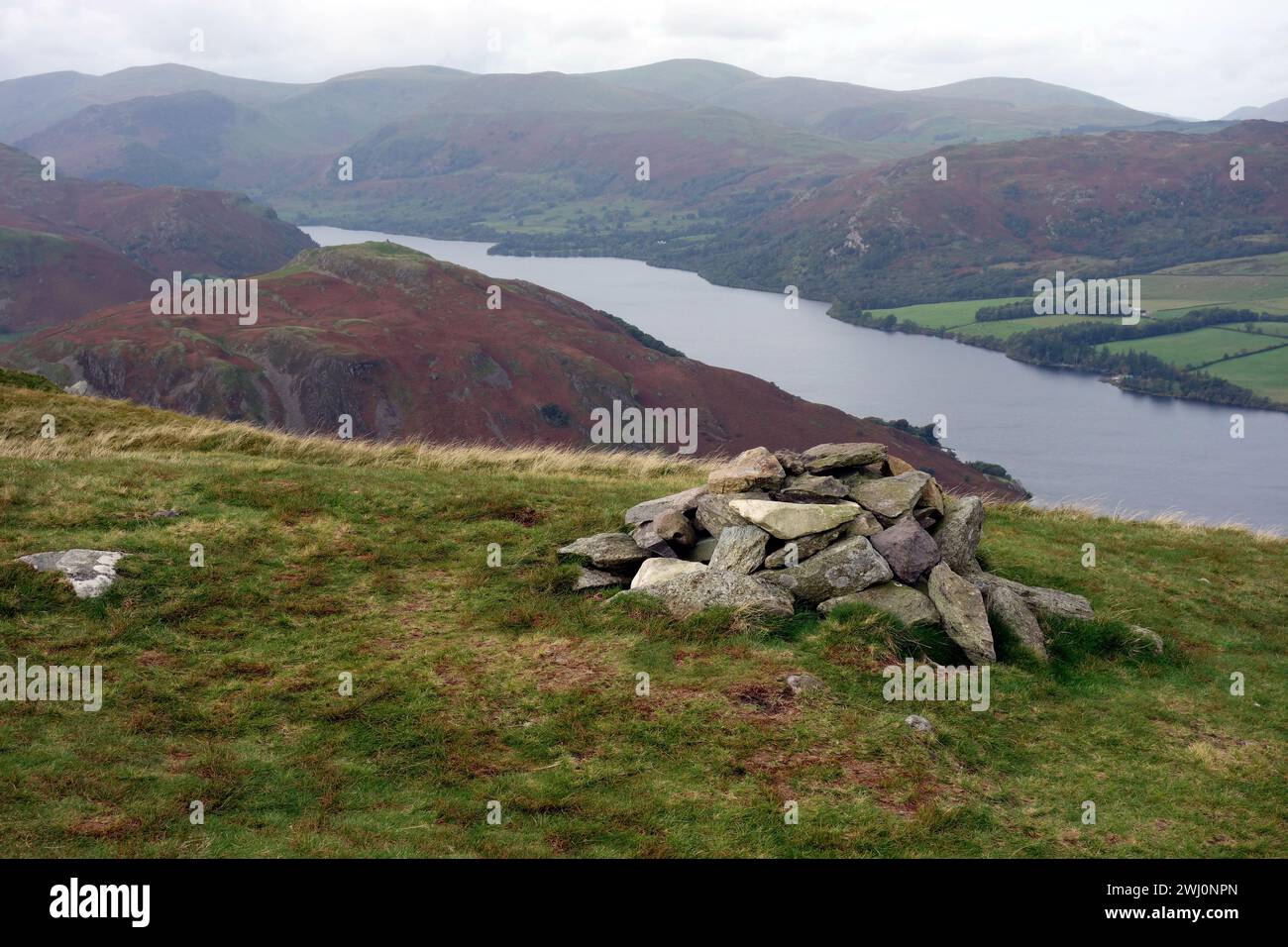 Ullswater Lake from the Pile of Stones (Cairn) on the Wainwright ...