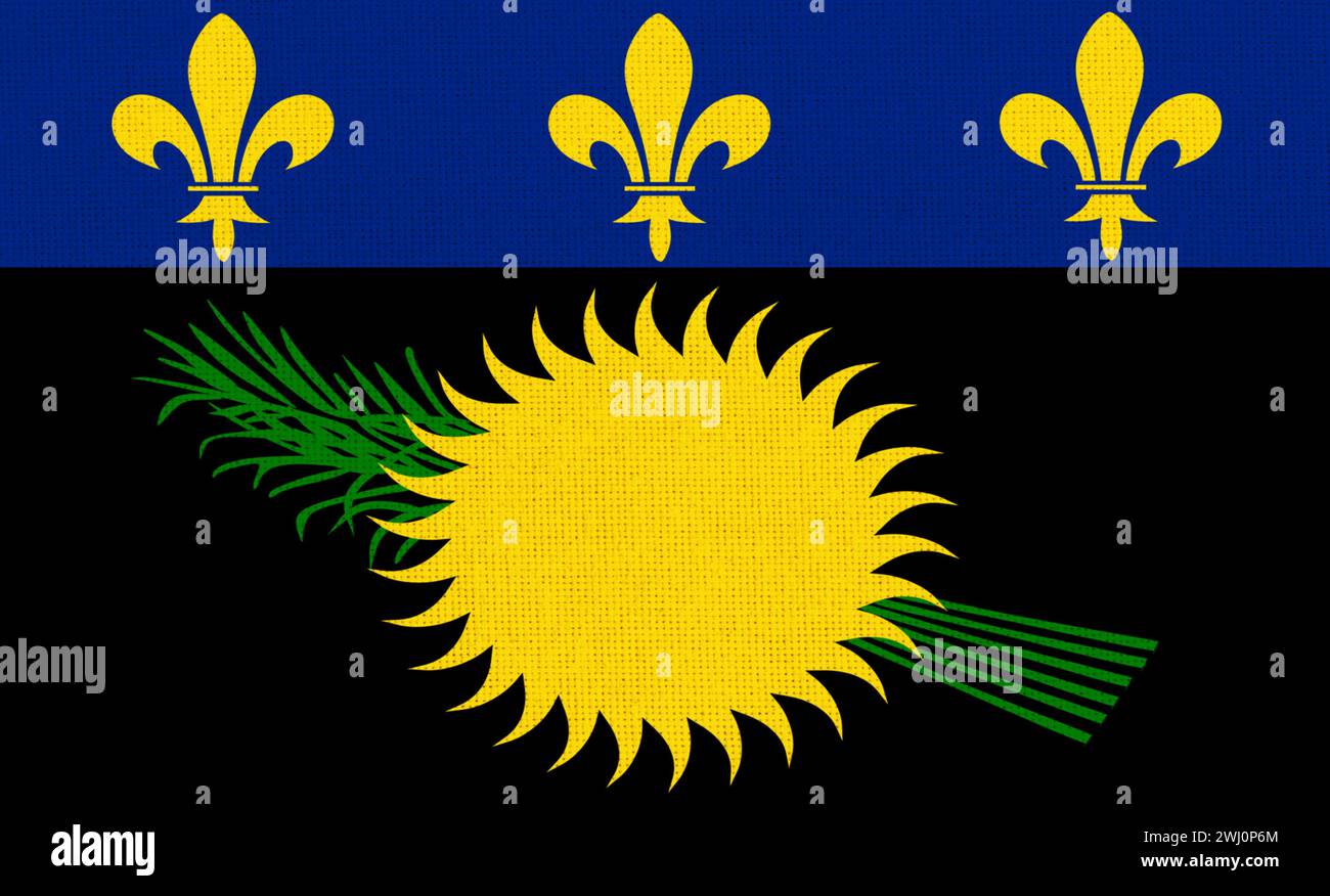 Flag of Guadeloupe. flag of island country on fabric surface. Island ...