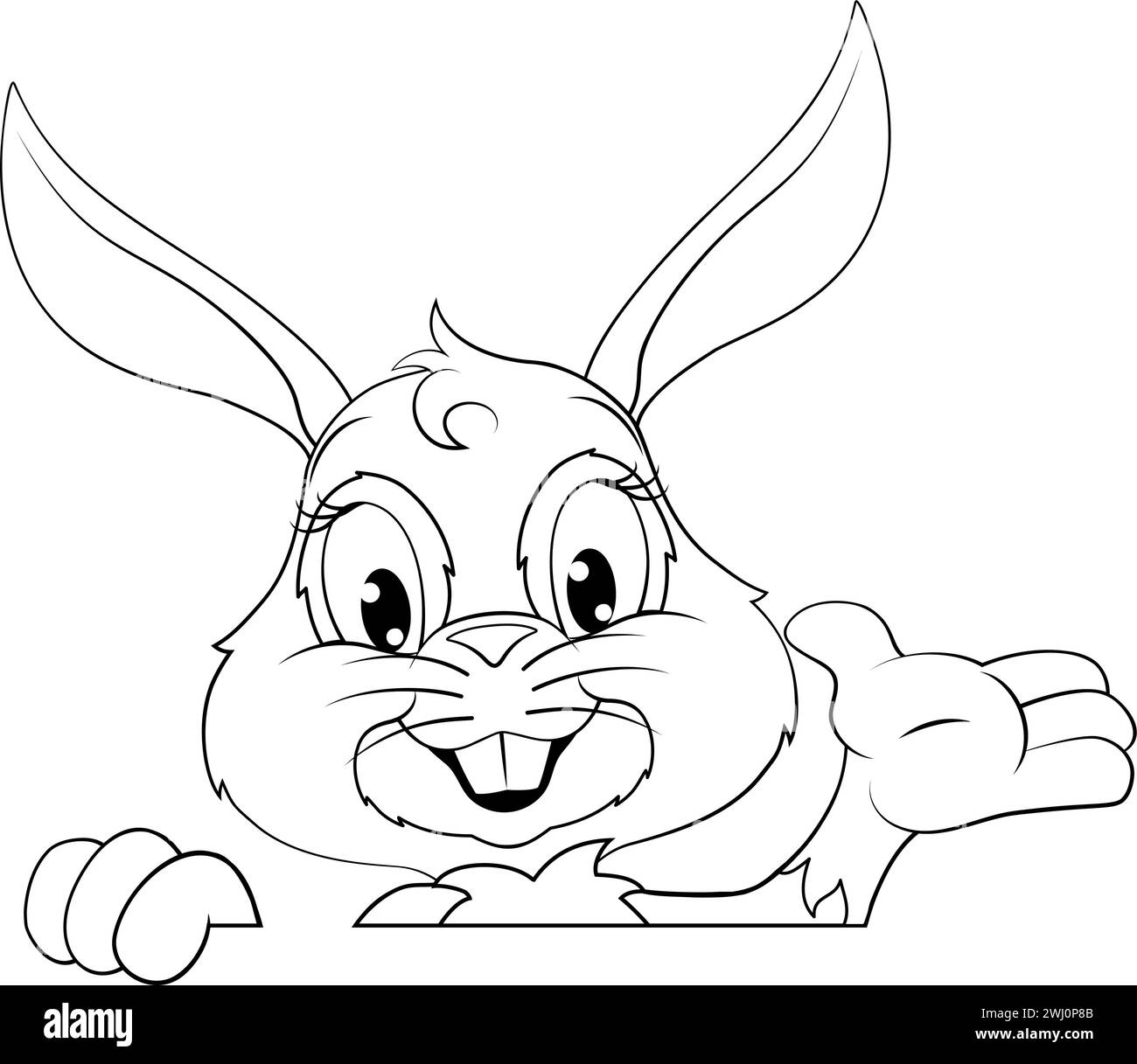 Easter Bunny Rabbit Cartoon Character Peeking Sign Stock Vector Image ...