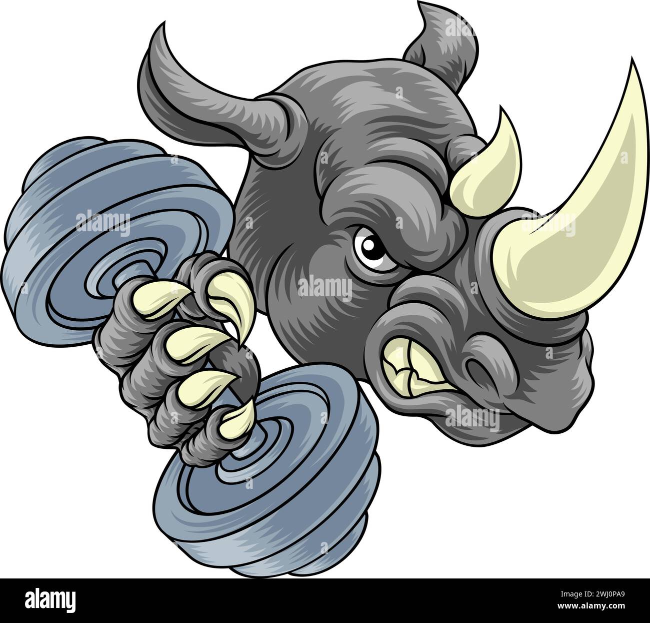 Rhino Rhinoceros Warthog Pig Weight Lifting Mascot Stock Vector Image ...