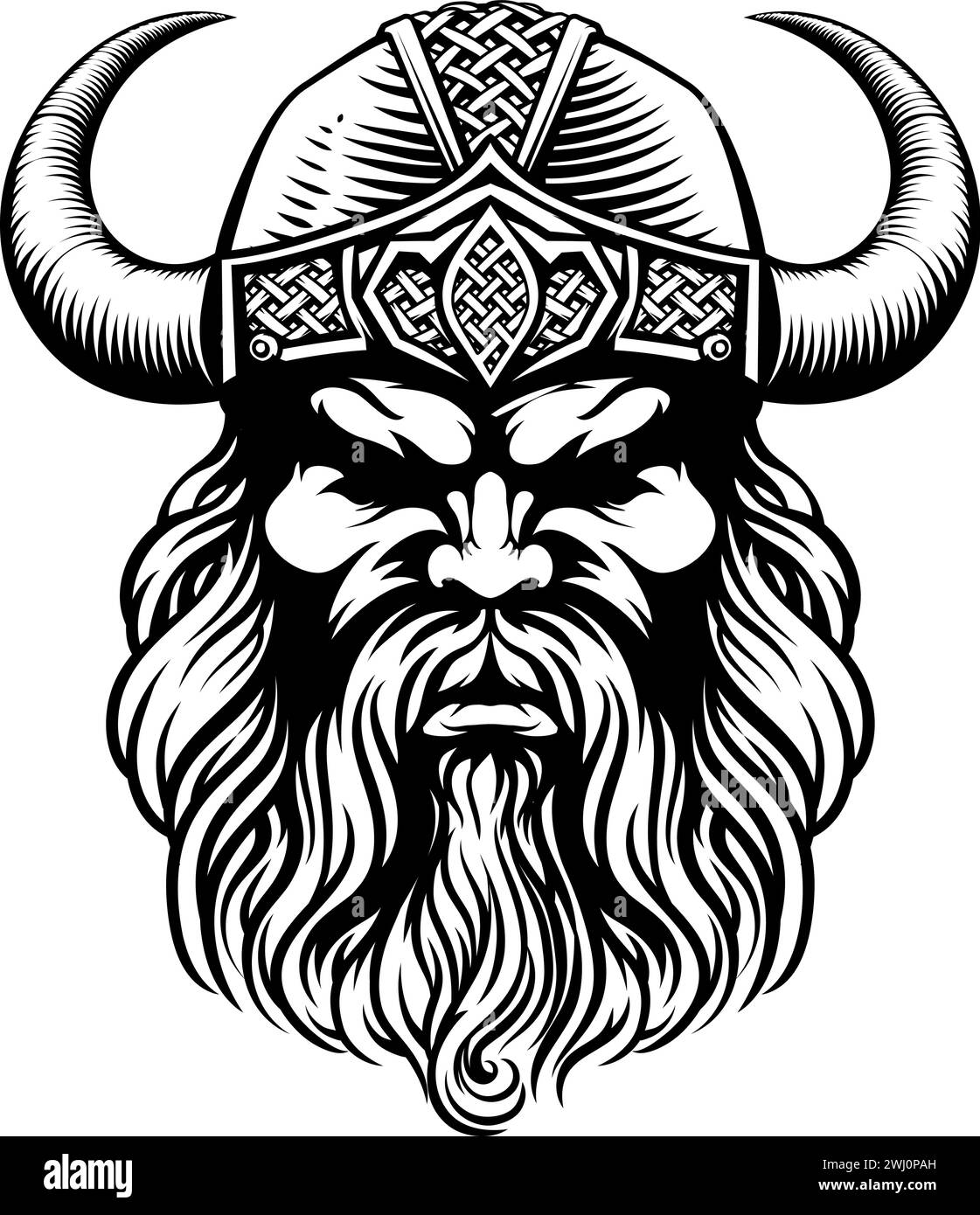 Viking Warrior Man Strong Mascot Face in Helmet Stock Vector Image ...