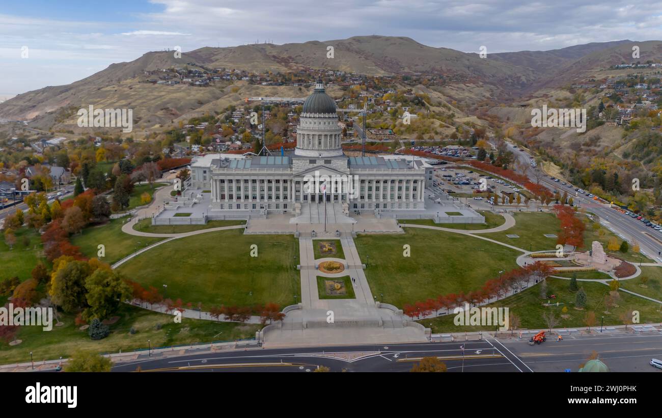 Aerial View Of The Utah State Capitol Building In Salt Lake City, Utah ...