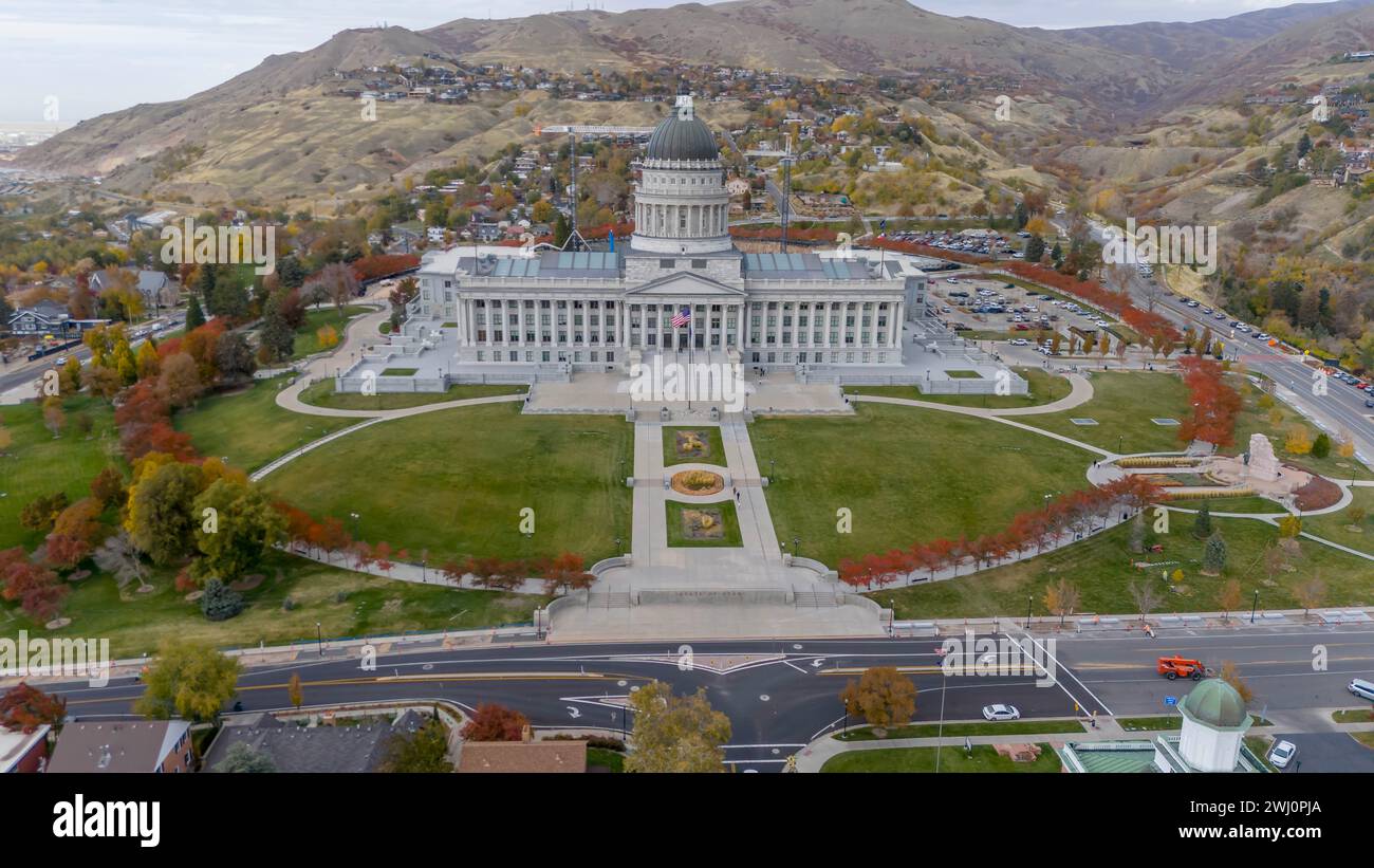Aerial View Of The Utah State Capitol Building In Salt Lake City, Utah ...