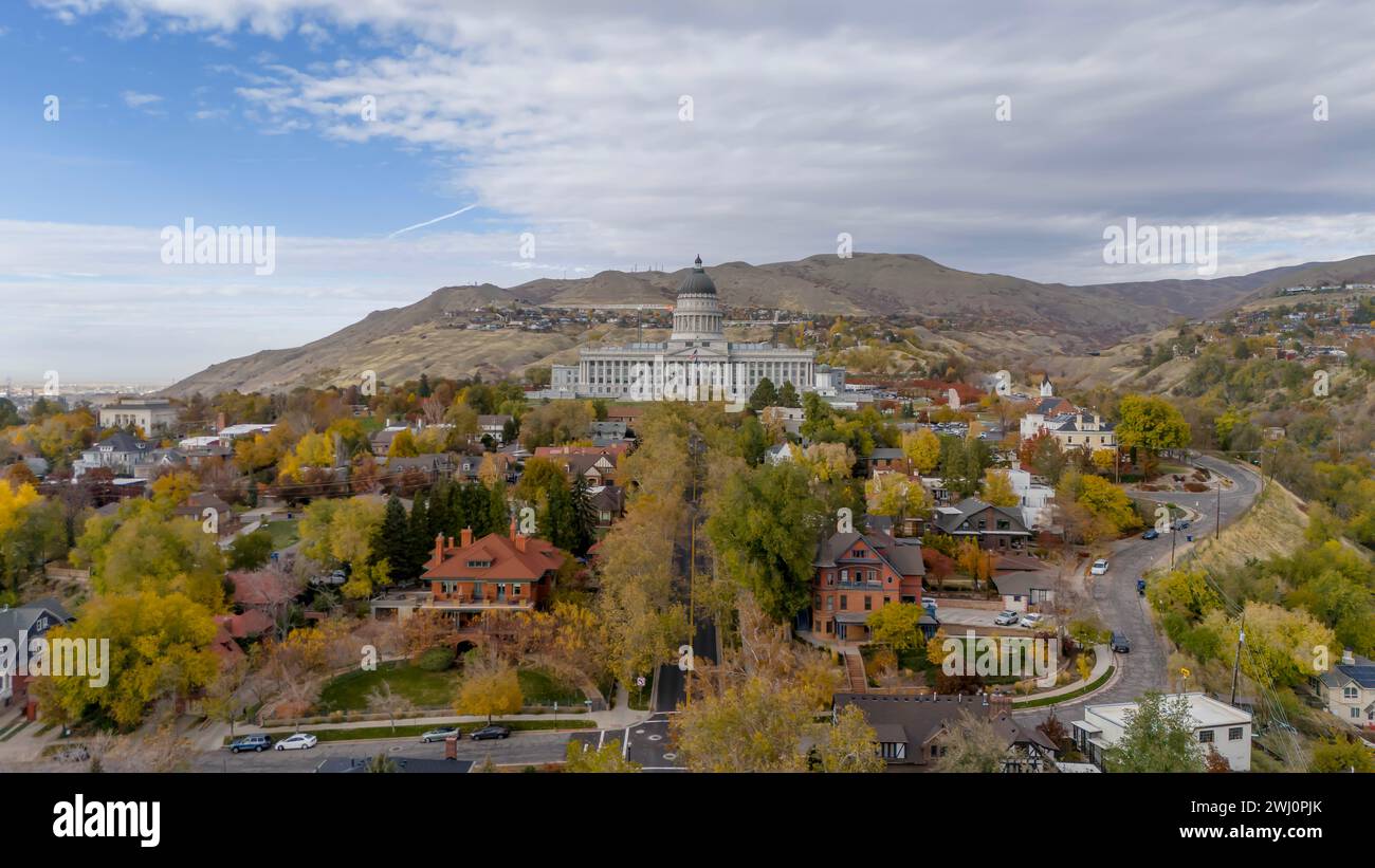Aerial View Of The Utah State Capitol Building In Salt Lake City, Utah ...