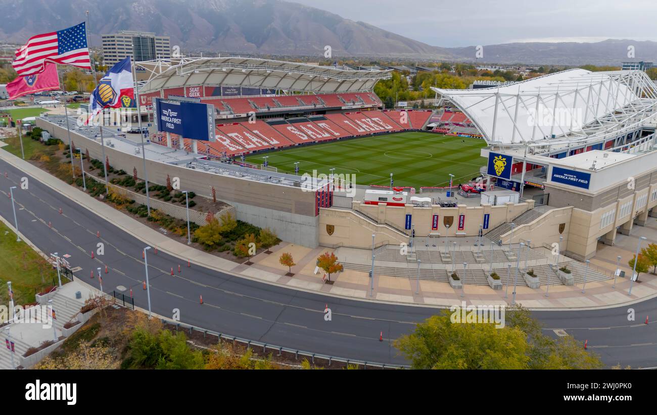 Aerial view of America First Field, home of the Real Salt Lake and ...