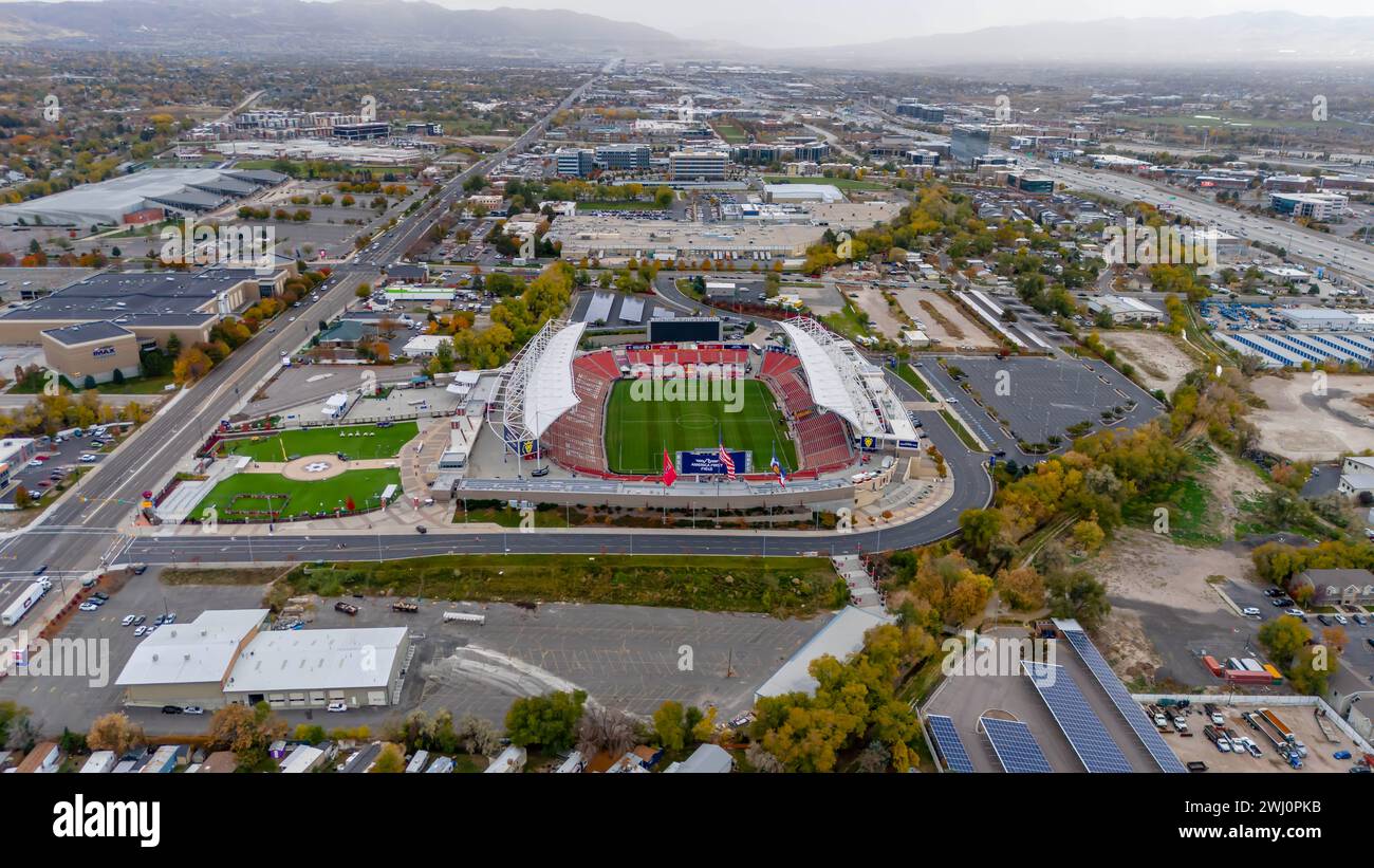 Aerial view of America First Field, home of the Real Salt Lake and ...