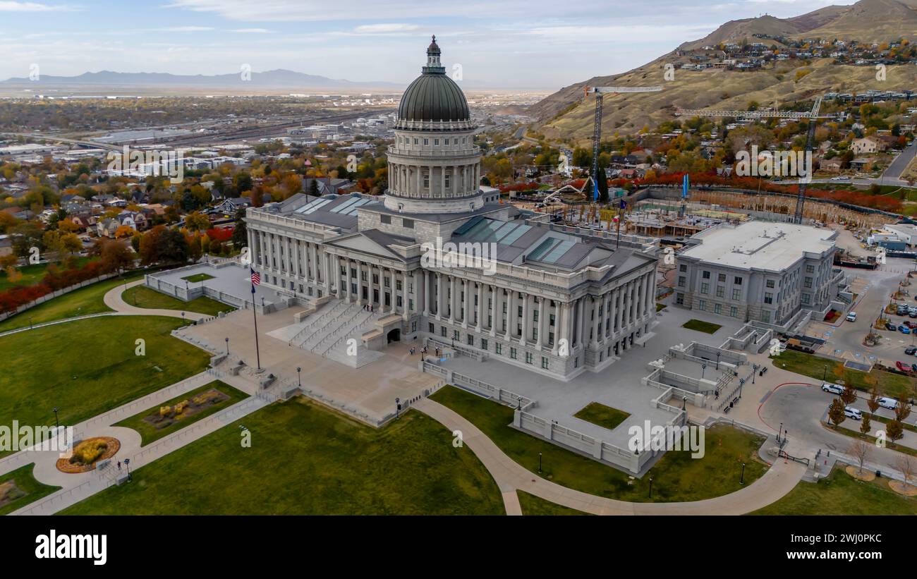Aerial View Of The Utah State Capitol Building In Salt Lake City, Utah ...